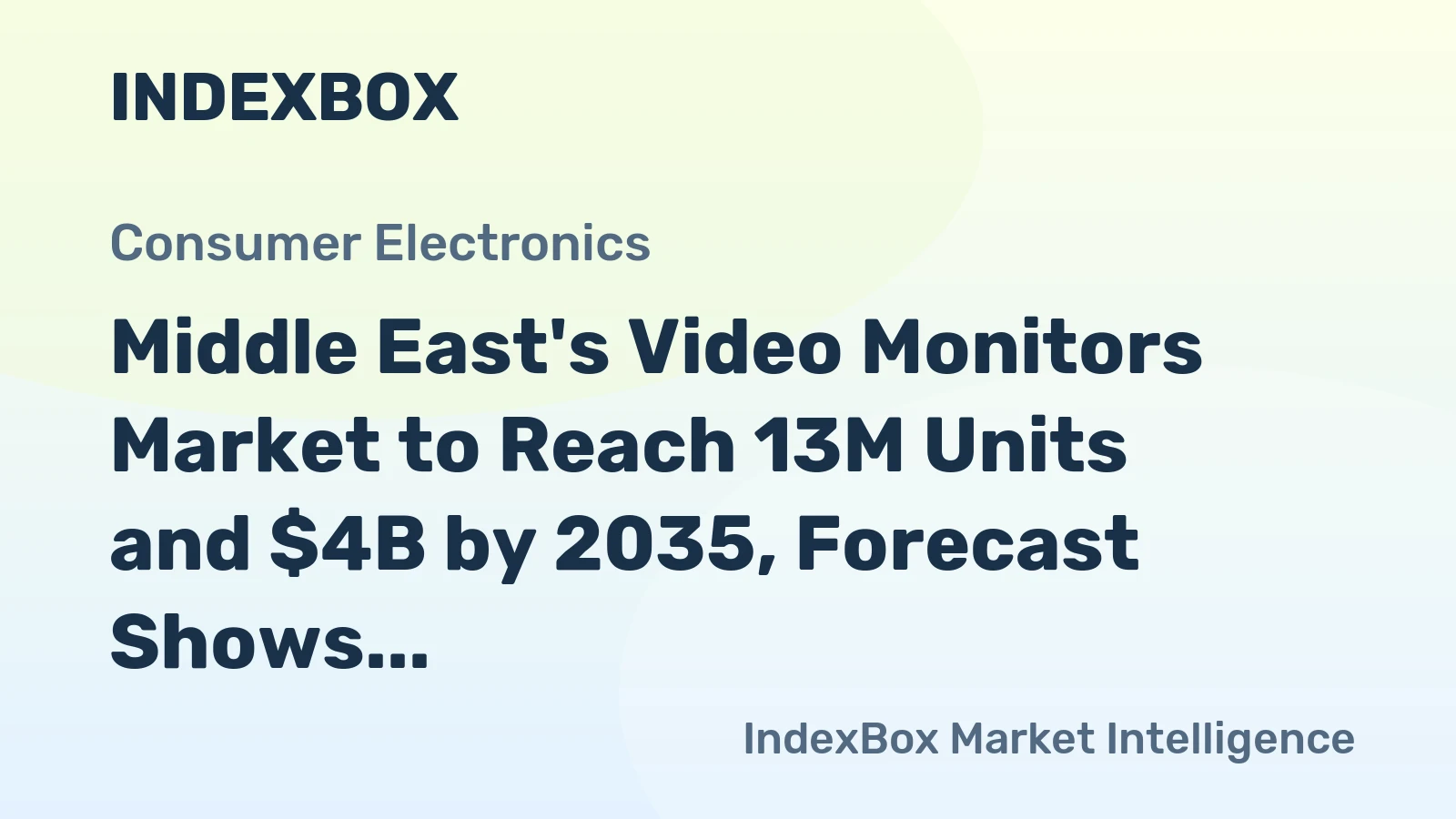 Middle East's Video Monitors Market to Reach 13M Units and $4B by 2035, Forecast Shows