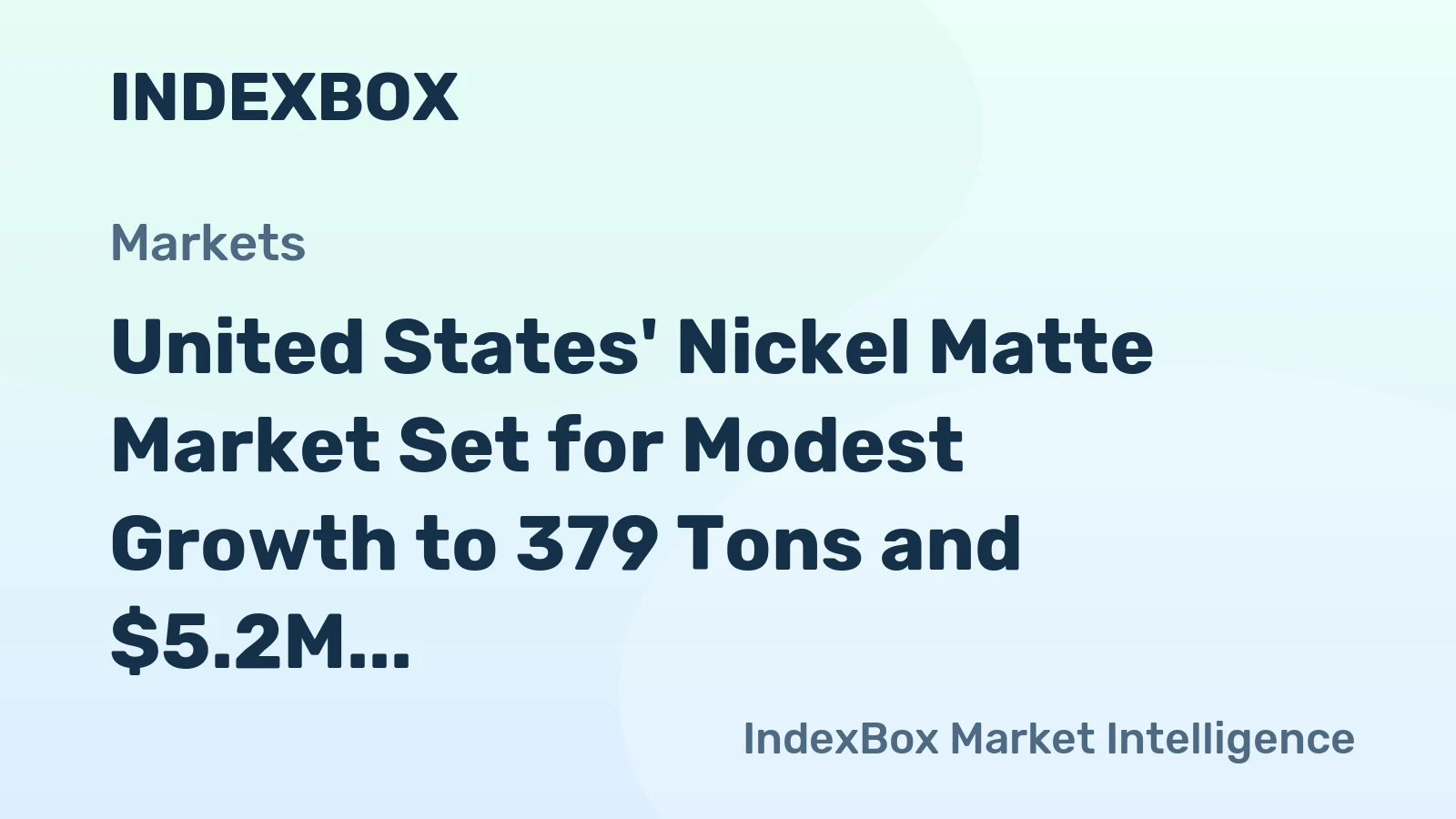 United States' Nickel Matte Market Set for Modest Growth to 379 Tons and $5.2M by 2035