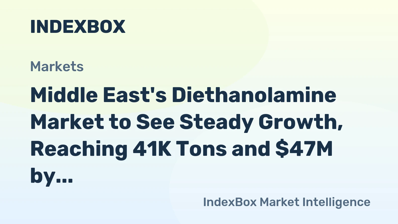 Middle East's Diethanolamine Market to See Steady Growth, Reaching 41K Tons and $47M by 2035