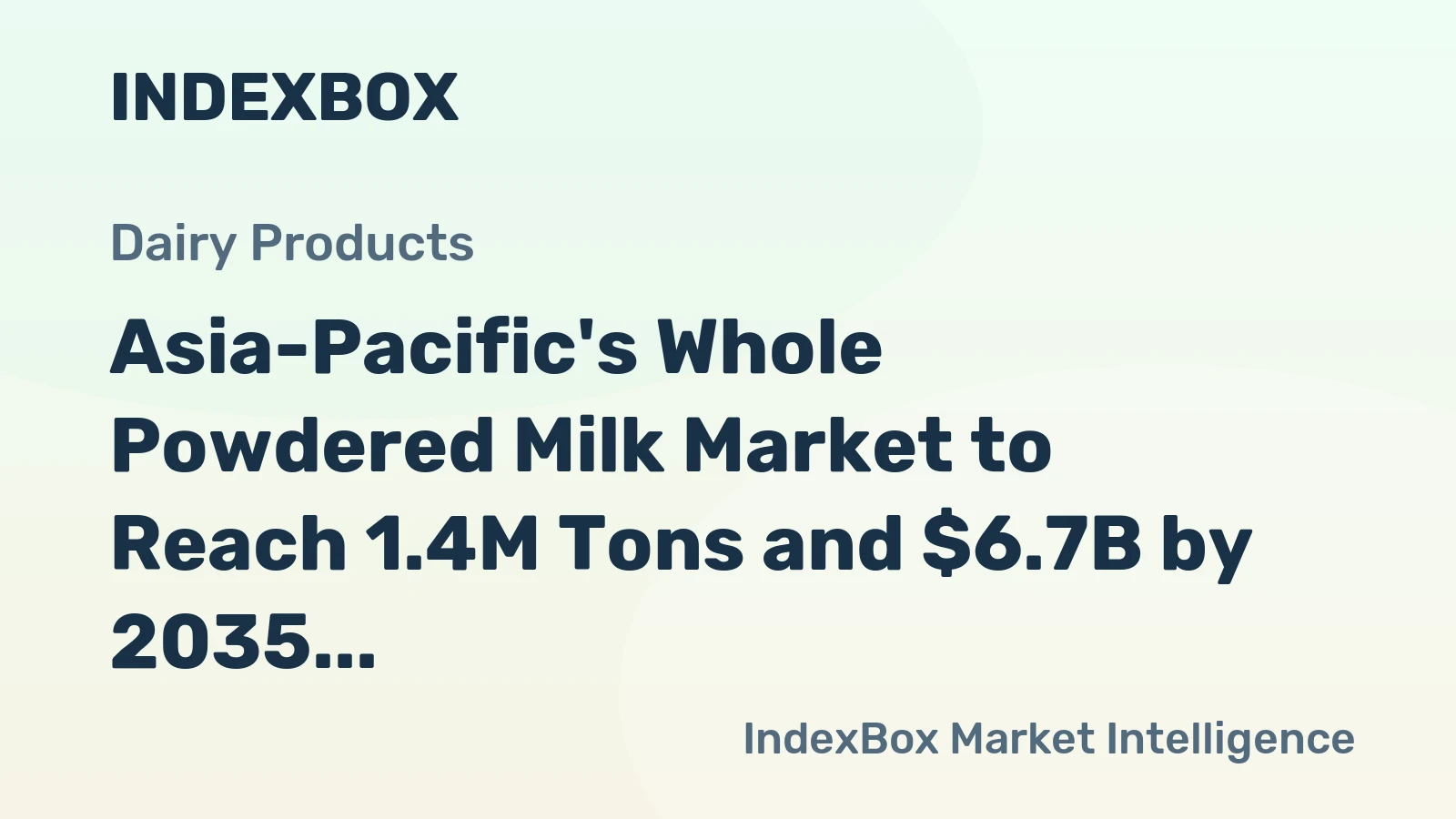 Asia-Pacific's Whole Powdered Milk Market to Reach 1.4M Tons and $6.7B by 2035