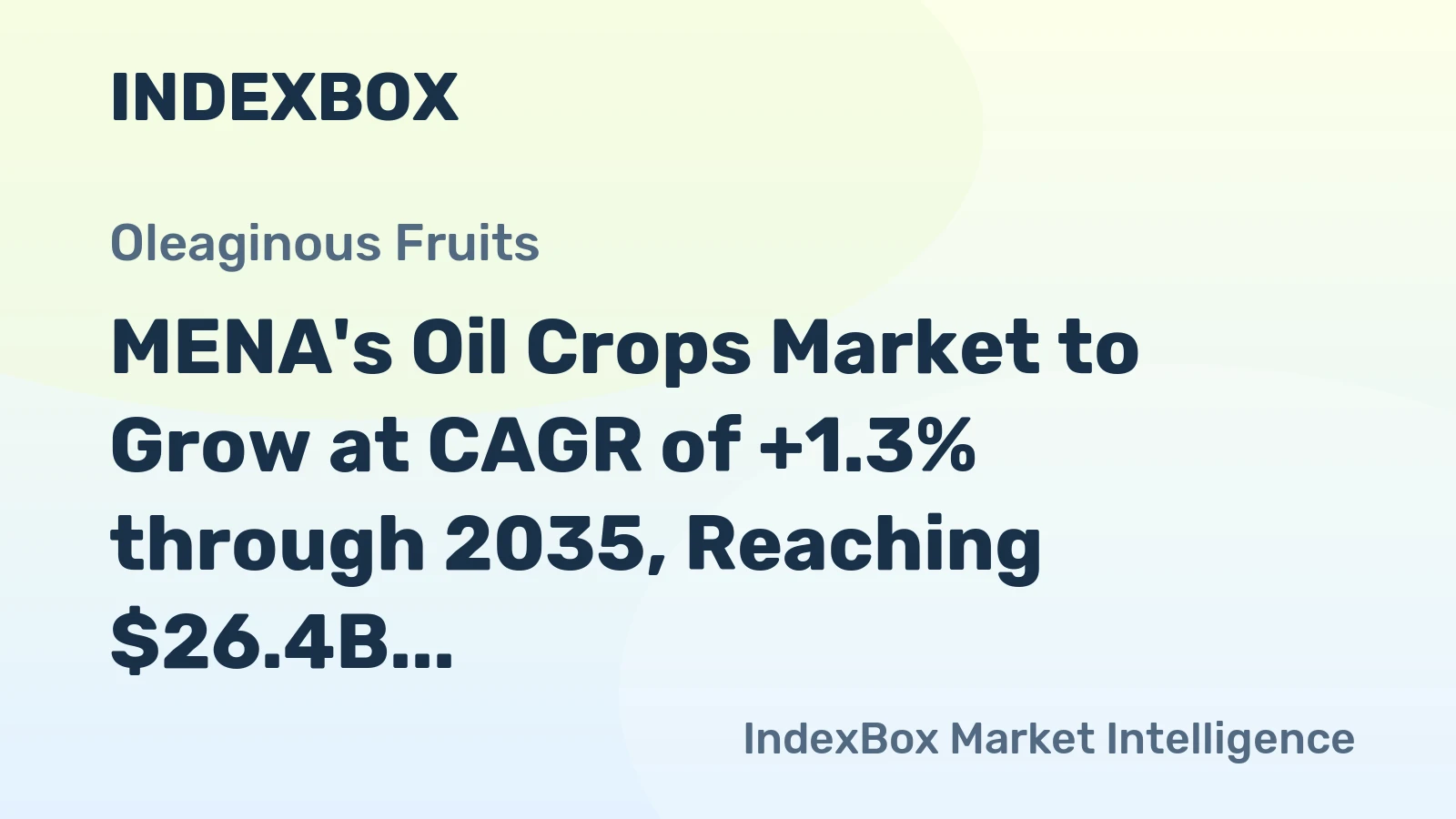 MENA's Oil Crops Market to Grow at CAGR of +1.3% through 2035, Reaching $26.4B