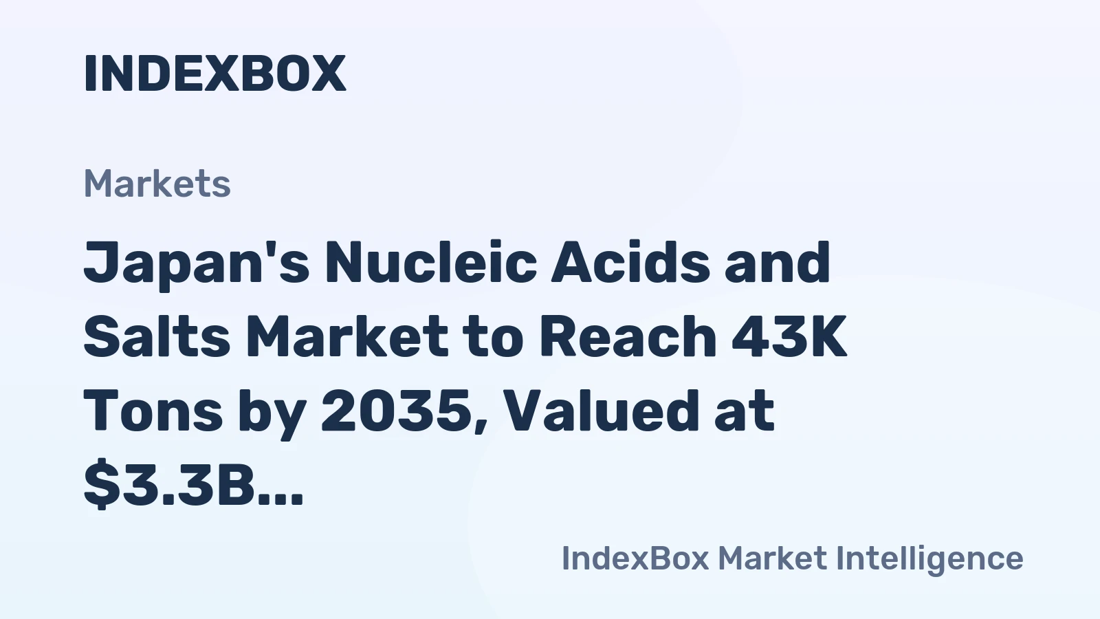 Japan's Nucleic Acids and Salts Market to Reach 43K Tons by 2035, Valued at $3.3B