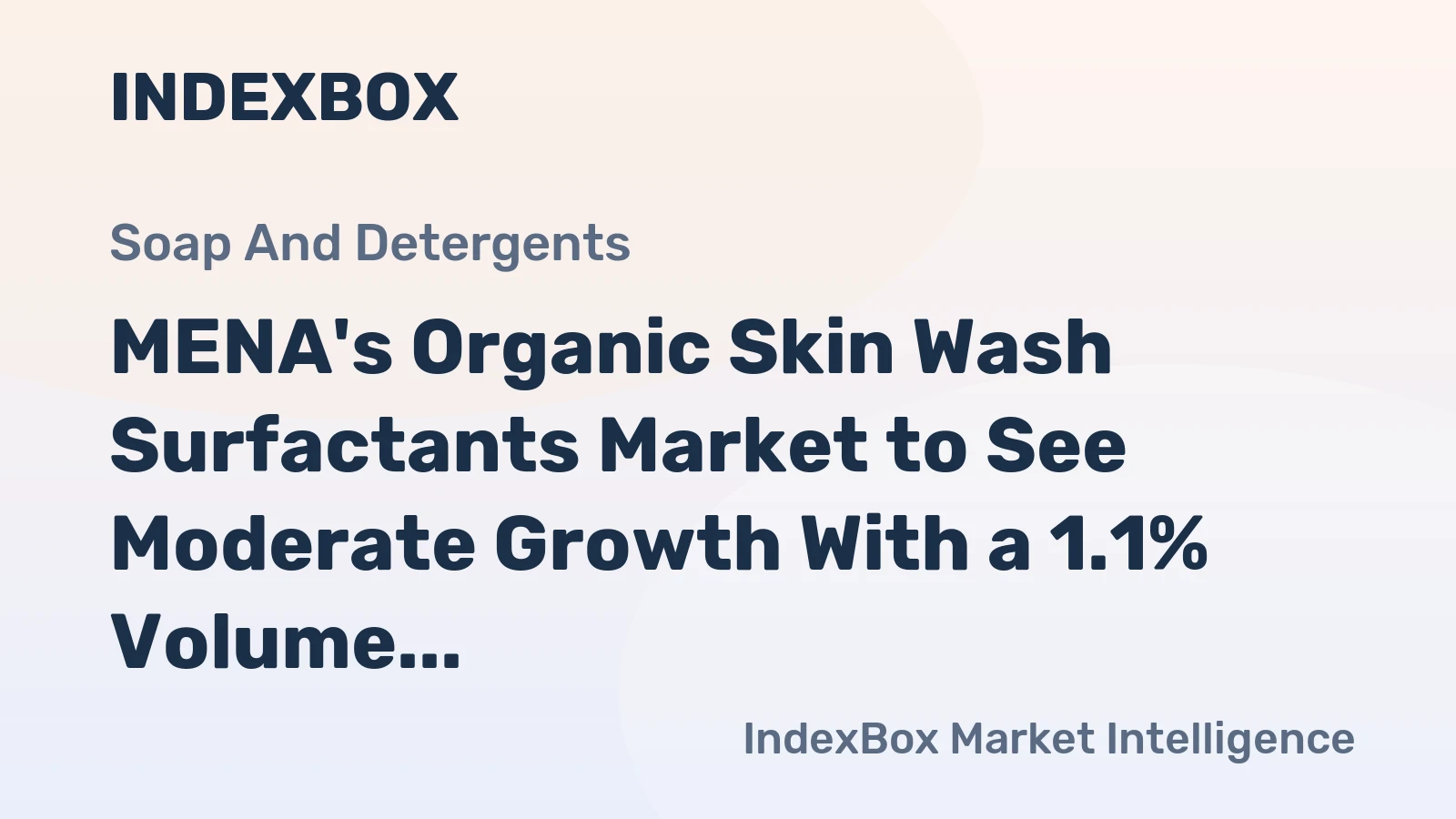 MENA's Organic Skin Wash Surfactants Market to See Moderate Growth With a 1.1% Volume CAGR Through 2035