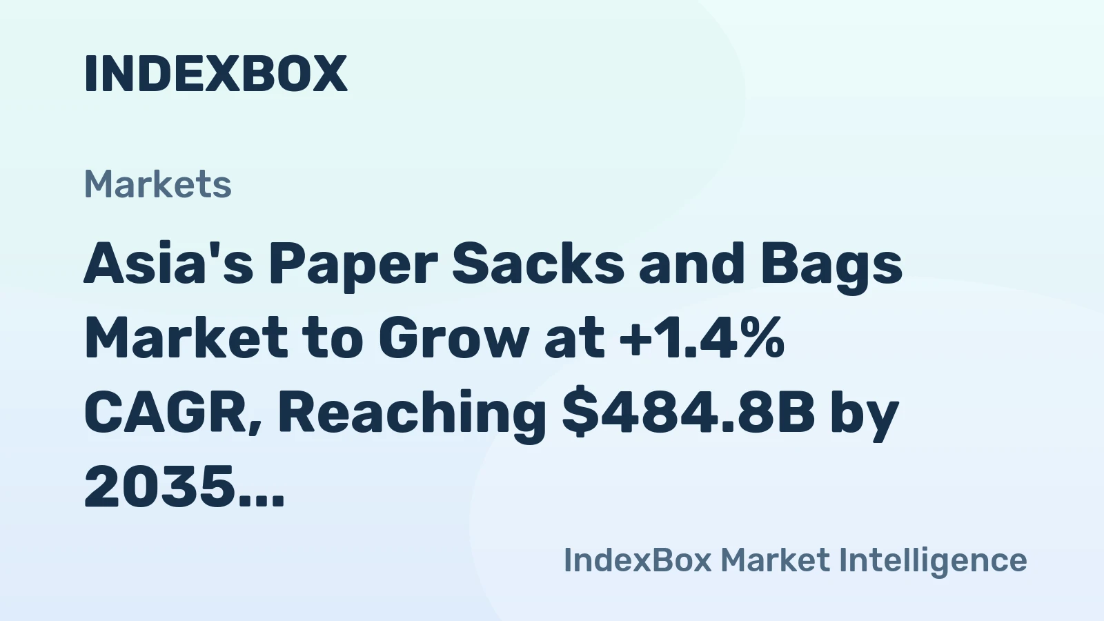 Asia's Paper Sacks and Bags Market to Grow at +1.4% CAGR, Reaching $484.8B by 2035