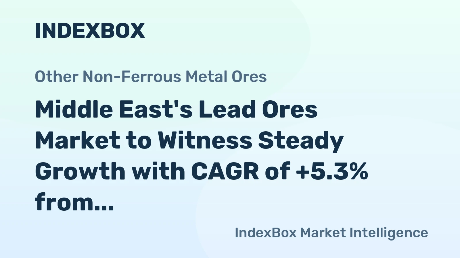 Middle East's Lead Ores Market to Witness Steady Growth with CAGR of +5.3% from 2024 to 2035