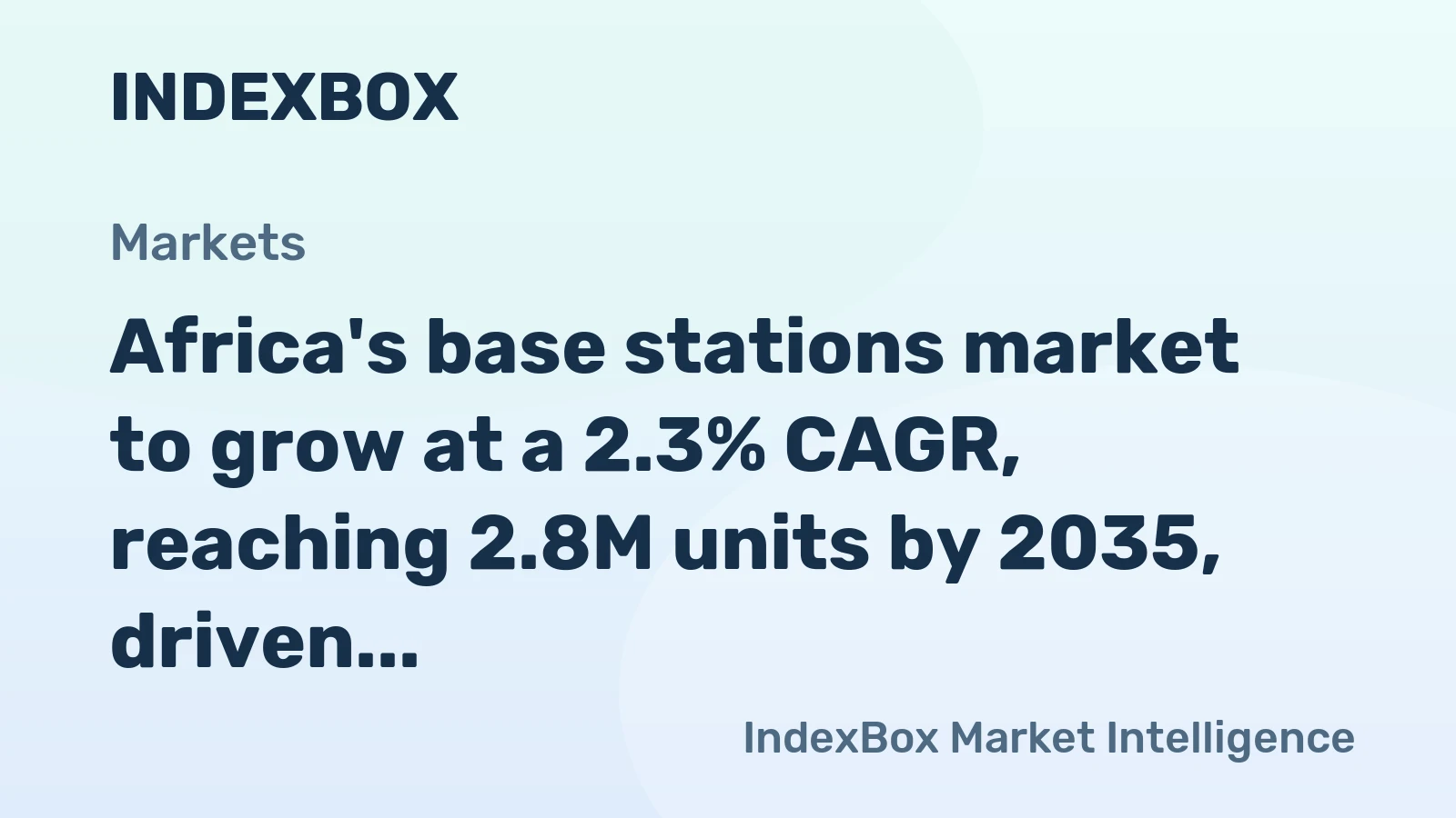 Africa's base stations market to grow at a 2.3% CAGR, reaching 2.8M units by 2035, driven by increasing demand for network infrastructure.