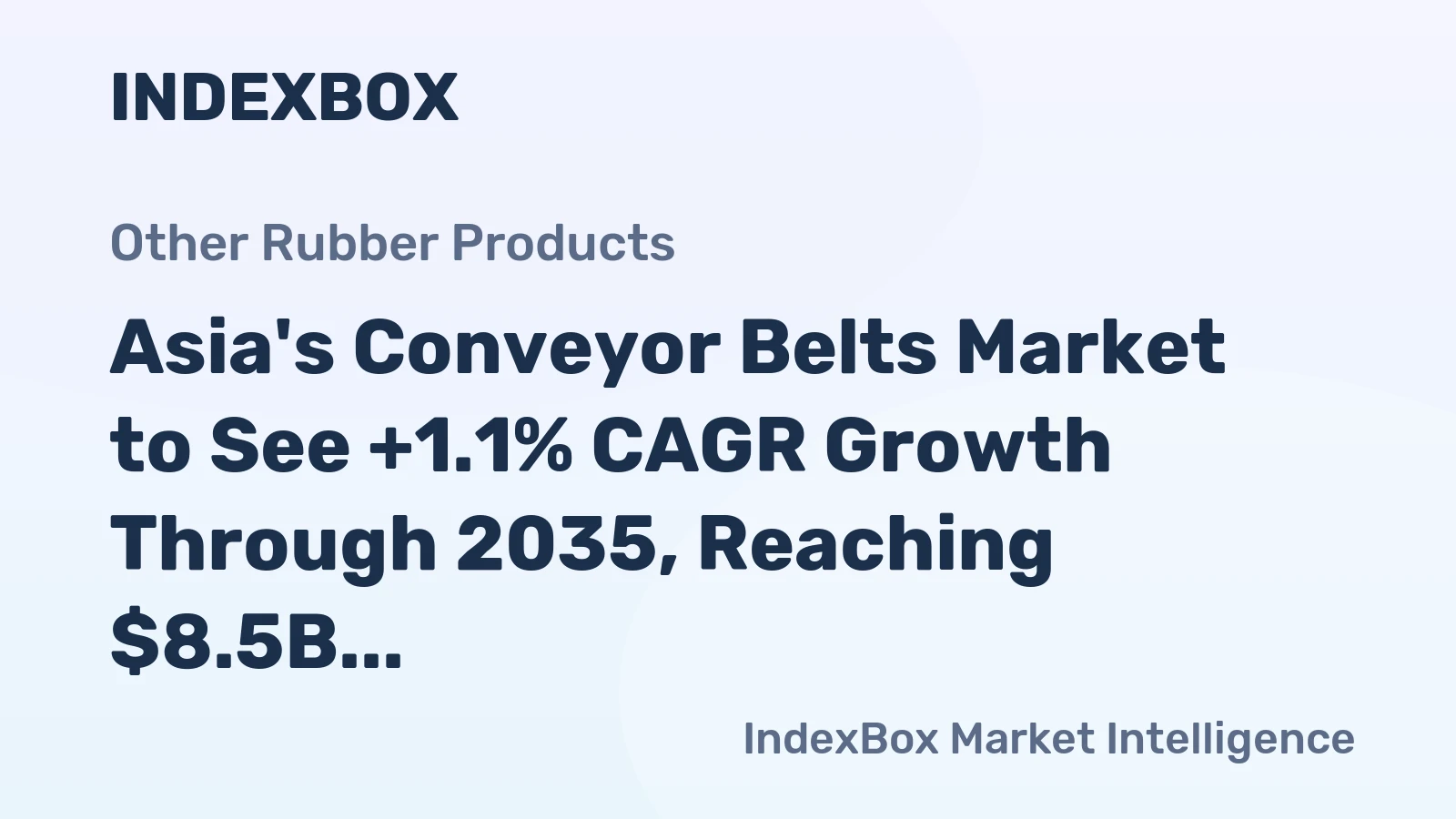 Asia's Conveyor Belts Market to See +1.1% CAGR Growth Through 2035, Reaching $8.5B