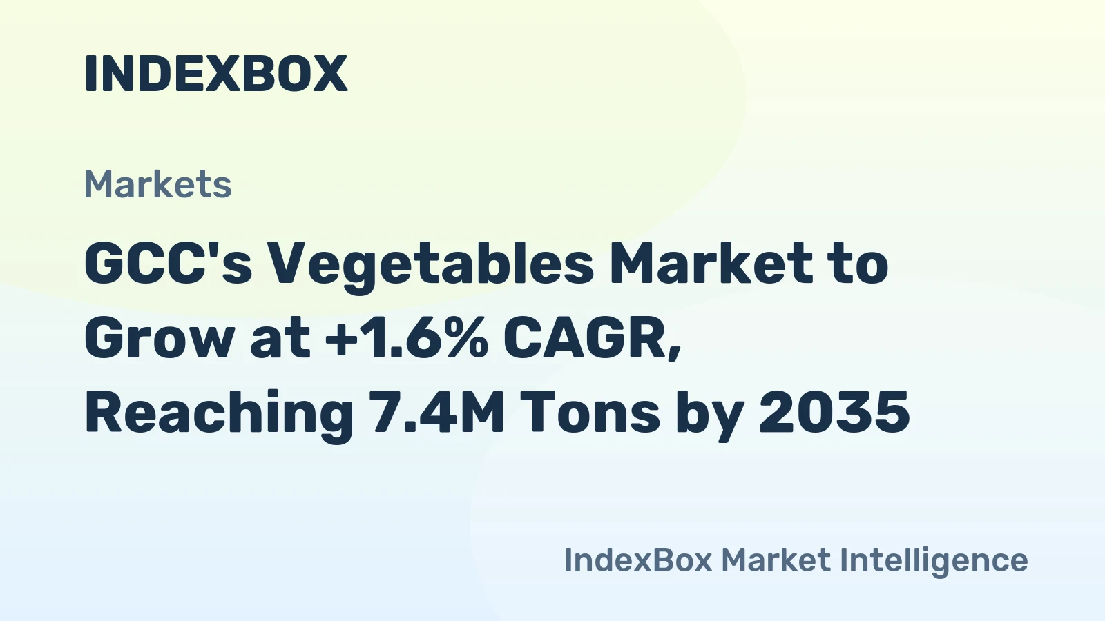 GCC's Vegetables Market to Grow at +1.6% CAGR, Reaching 7.4M Tons by 2035
