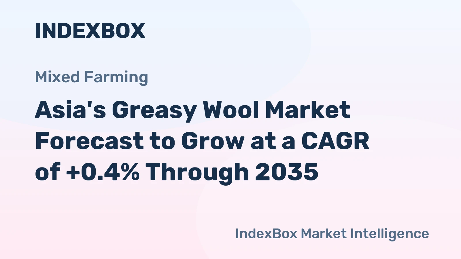 Asia's Greasy Wool Market Forecast to Grow at a CAGR of +0.4% Through 2035