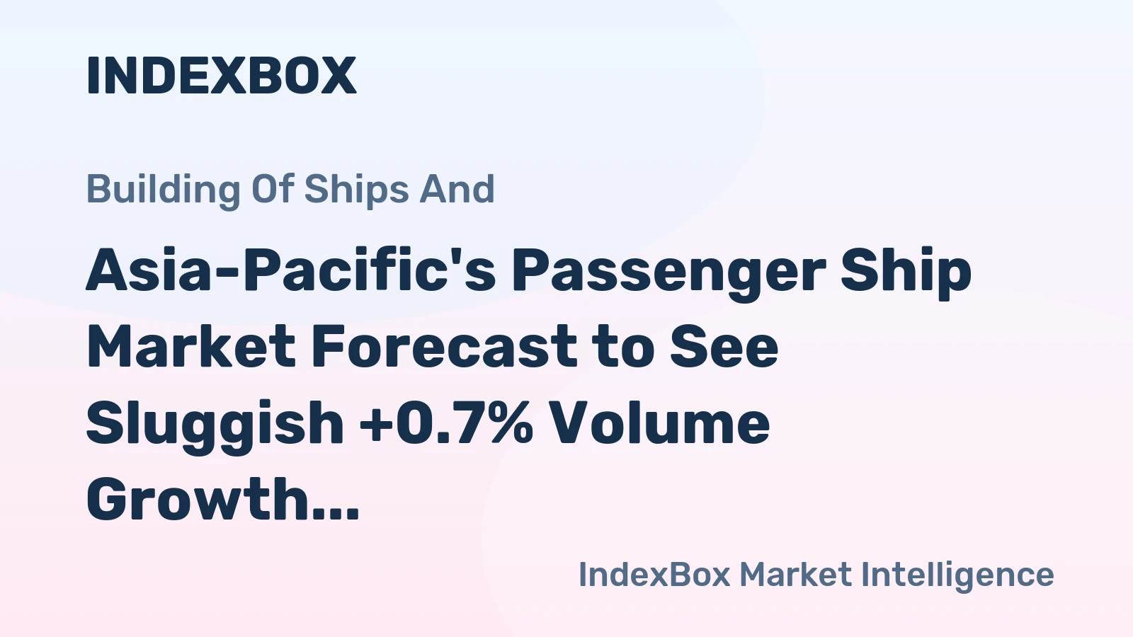 Asia-Pacific's Passenger Ship Market Forecast to See Sluggish +0.7% Volume Growth Through 2035