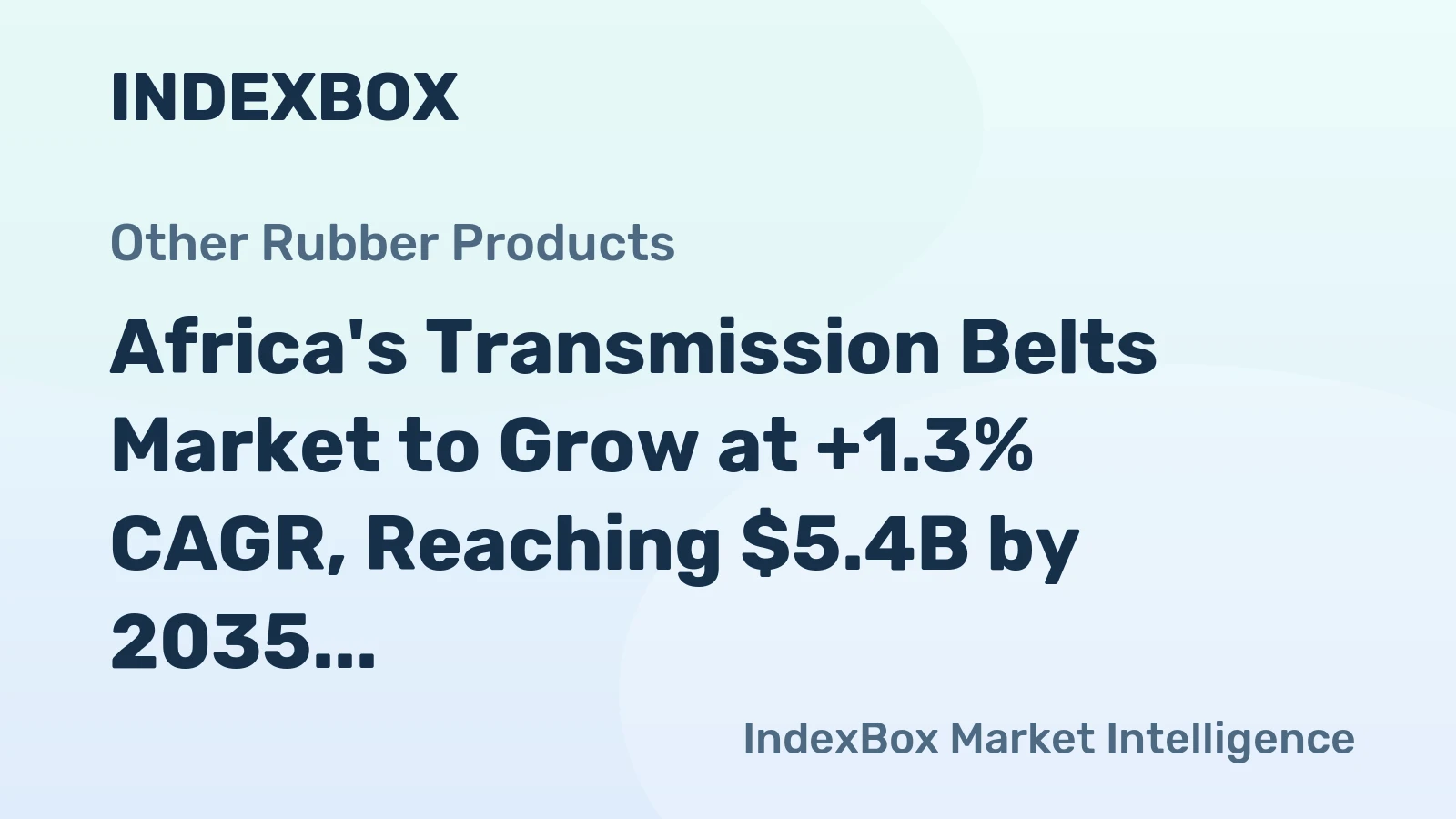 Africa's Transmission Belts Market to Grow at +1.3% CAGR, Reaching $5.4B by 2035