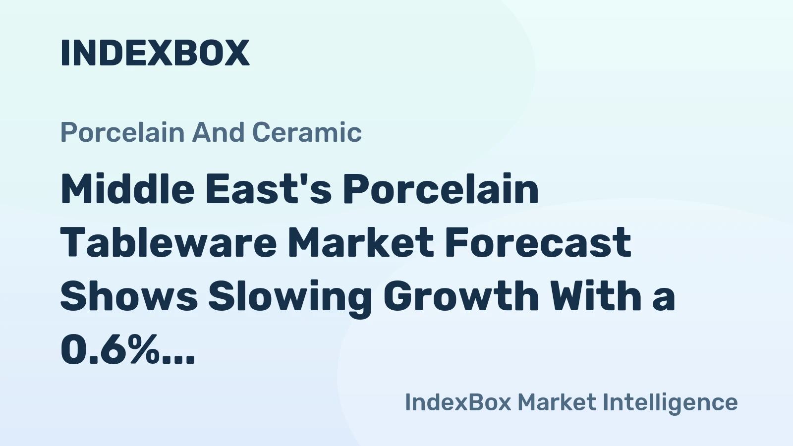 Middle East's Porcelain Tableware Market Forecast Shows Slowing Growth With a 0.6% CAGR in Value
