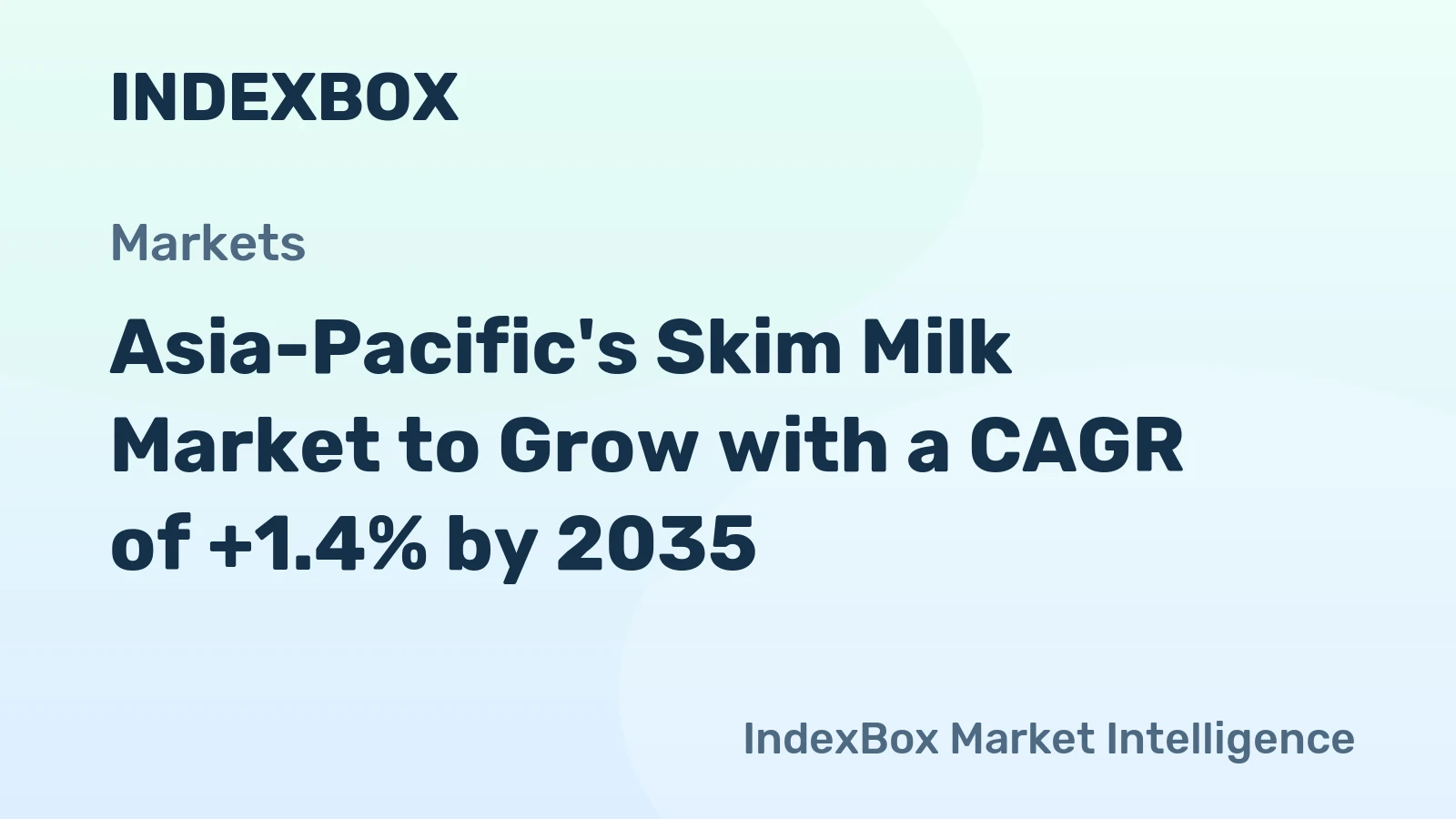 Asia-Pacific's Skim Milk Market to Grow with a CAGR of +1.4% by 2035