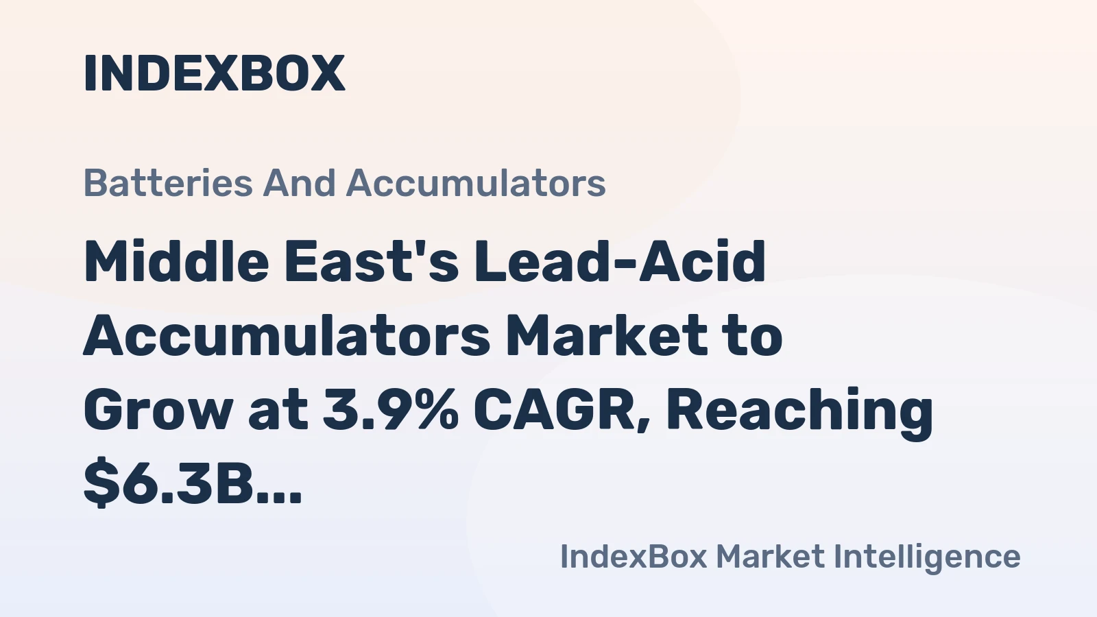 Middle East's Lead-Acid Accumulators Market to Grow at 3.9% CAGR, Reaching $6.3B by 2035