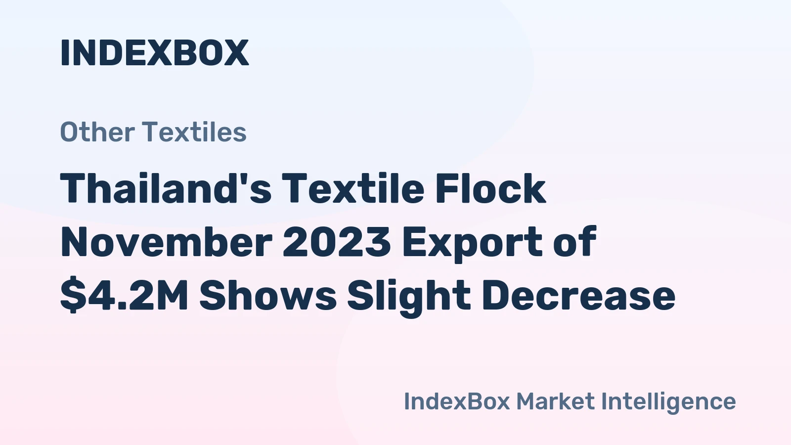 Thailand's Textile Flock November 2023 Export of $4.2M Shows Slight Decrease