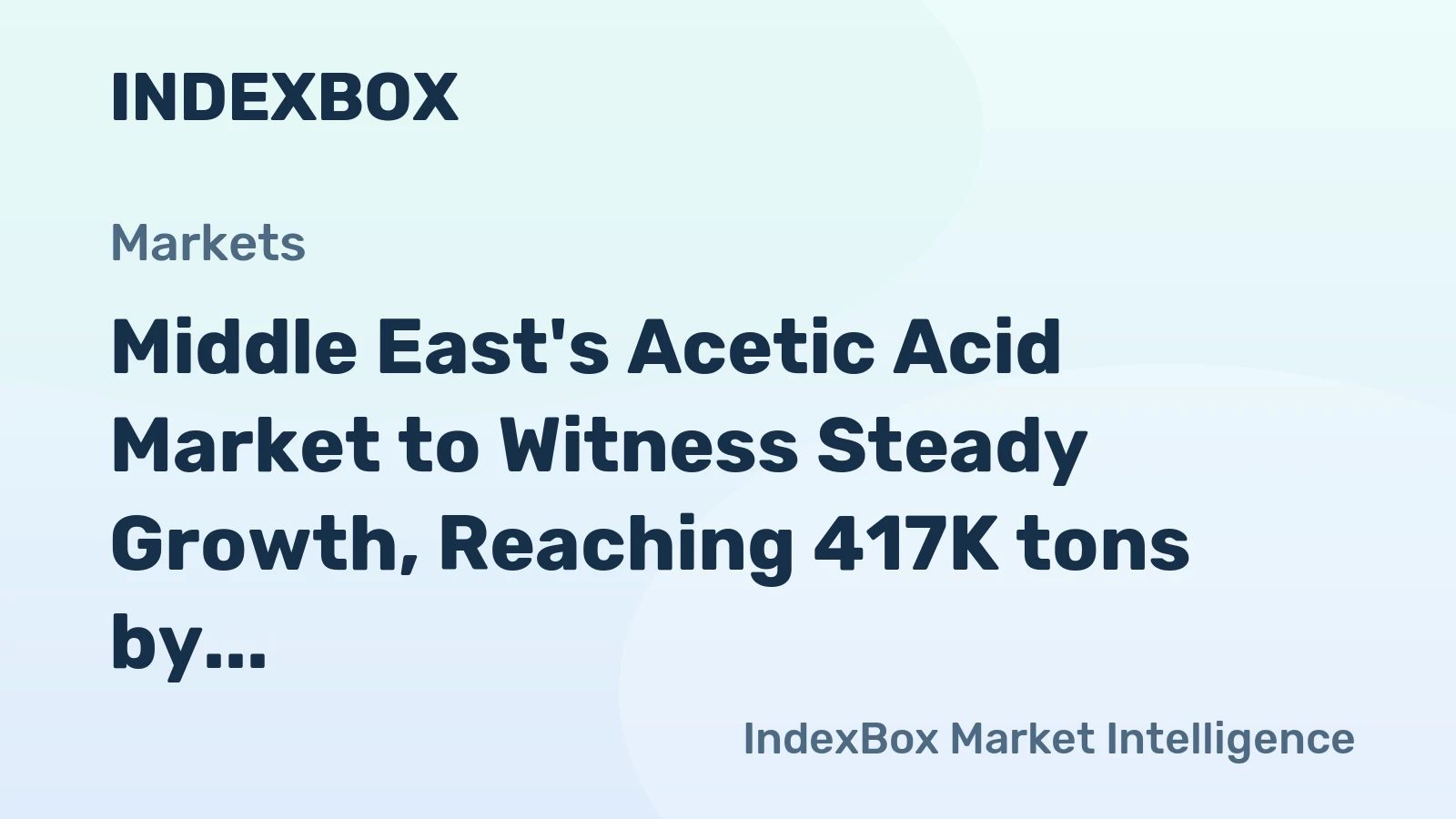 Middle East's Acetic Acid Market to Witness Steady Growth, Reaching 417K tons by 2035, Valued at $269M