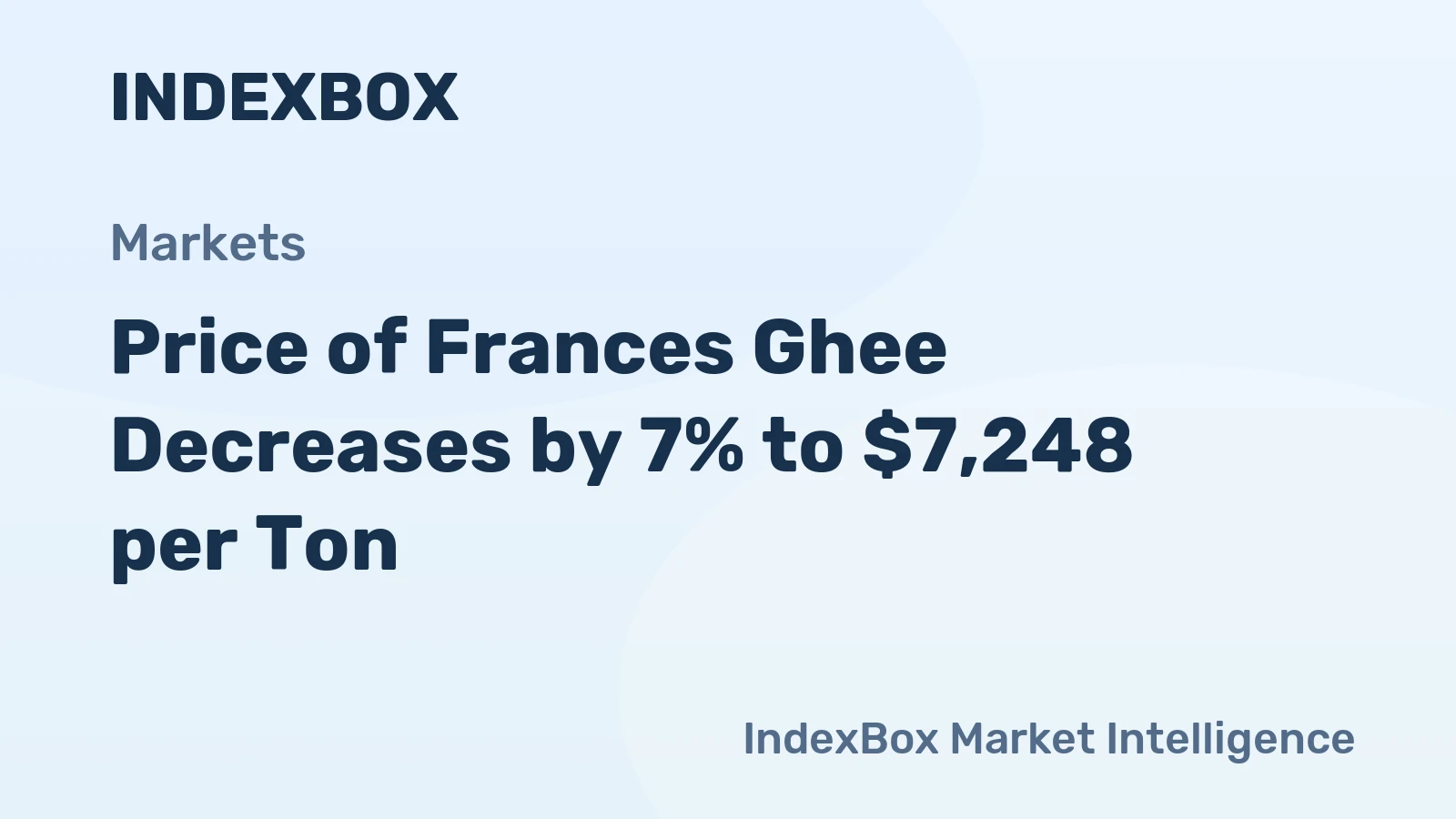 Price of Frances Ghee Decreases by 7% to $7,248 per Ton