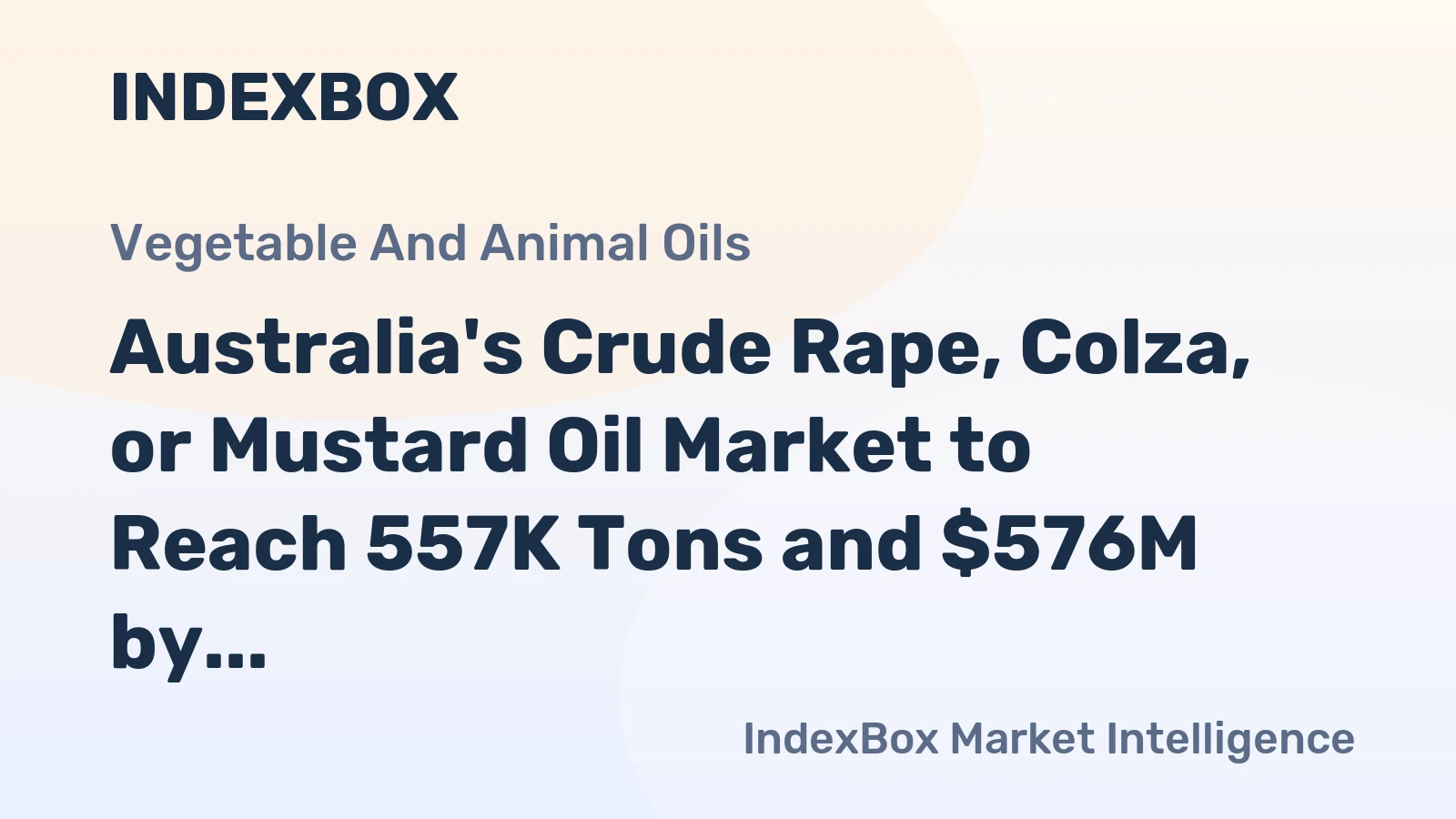 Australia's Crude Rape, Colza, or Mustard Oil Market to Reach 557K Tons and $576M by 2035