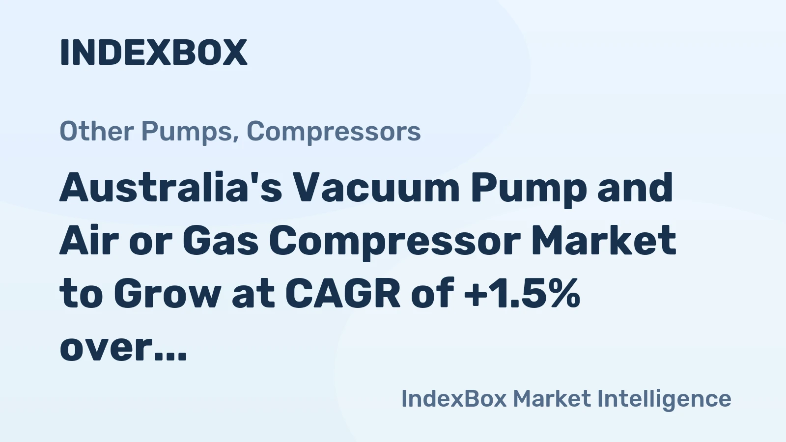 Australia's Vacuum Pump and Air or Gas Compressor Market to Grow at CAGR of +1.5% over Next Decade