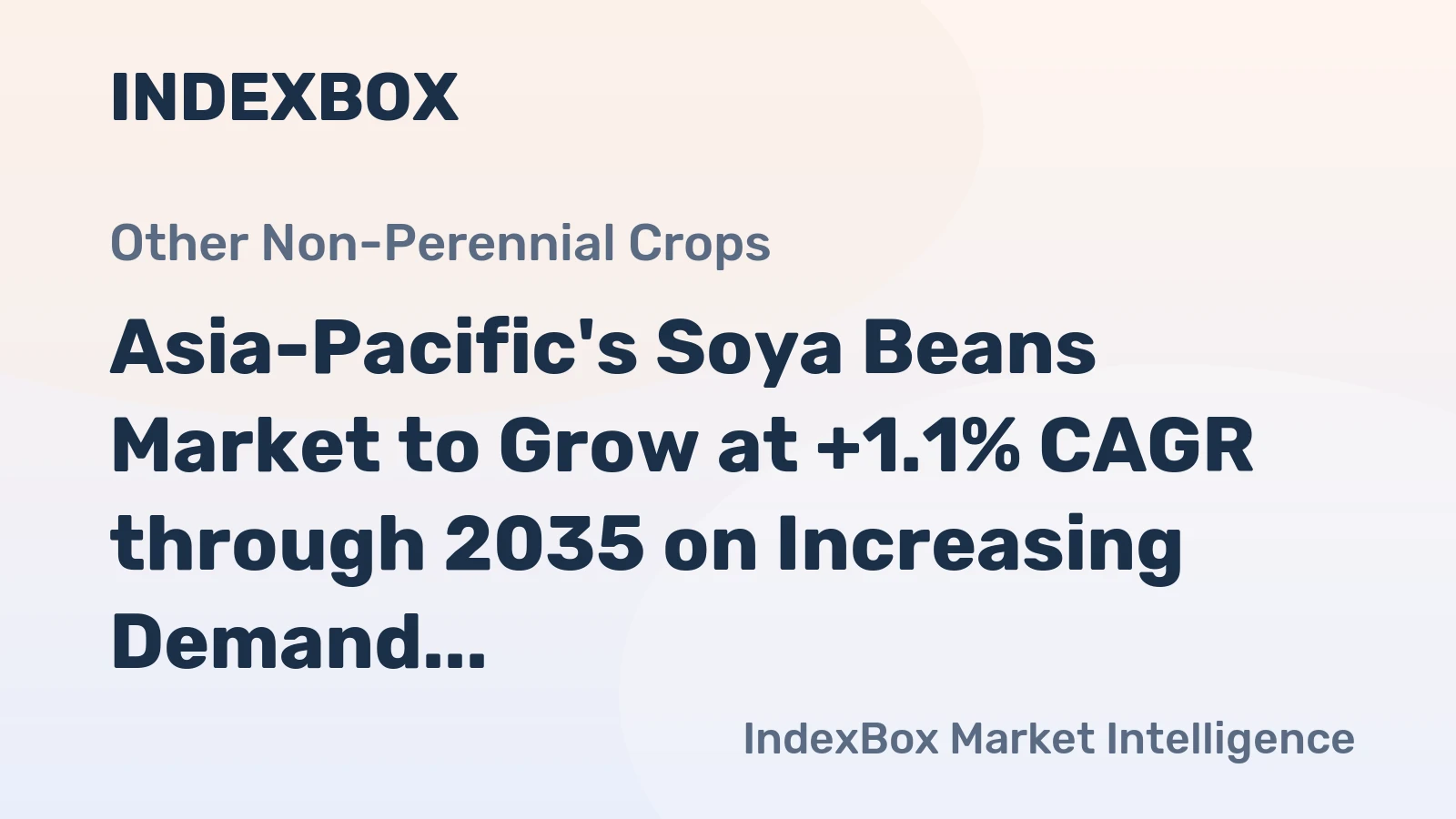 Asia-Pacific's Soya Beans Market to Grow at +1.1% CAGR through 2035 on Increasing Demand