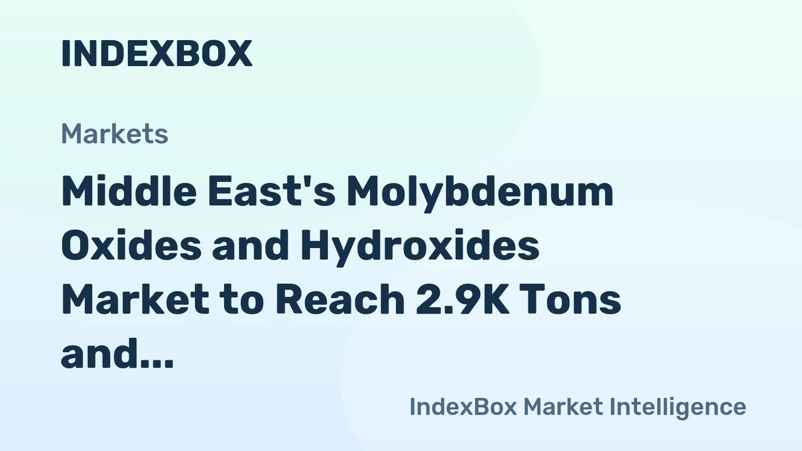 Middle East's Molybdenum Oxides and Hydroxides Market to Reach 2.9K Tons and $49M by 2035