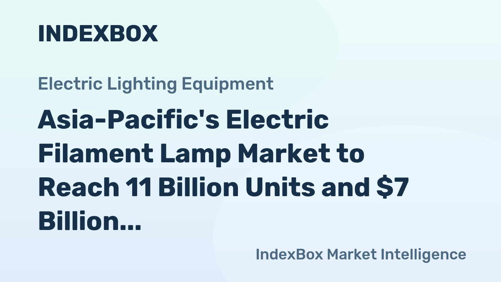 Asia-Pacific's Electric Filament Lamp Market to Reach 11 Billion Units and $7 Billion