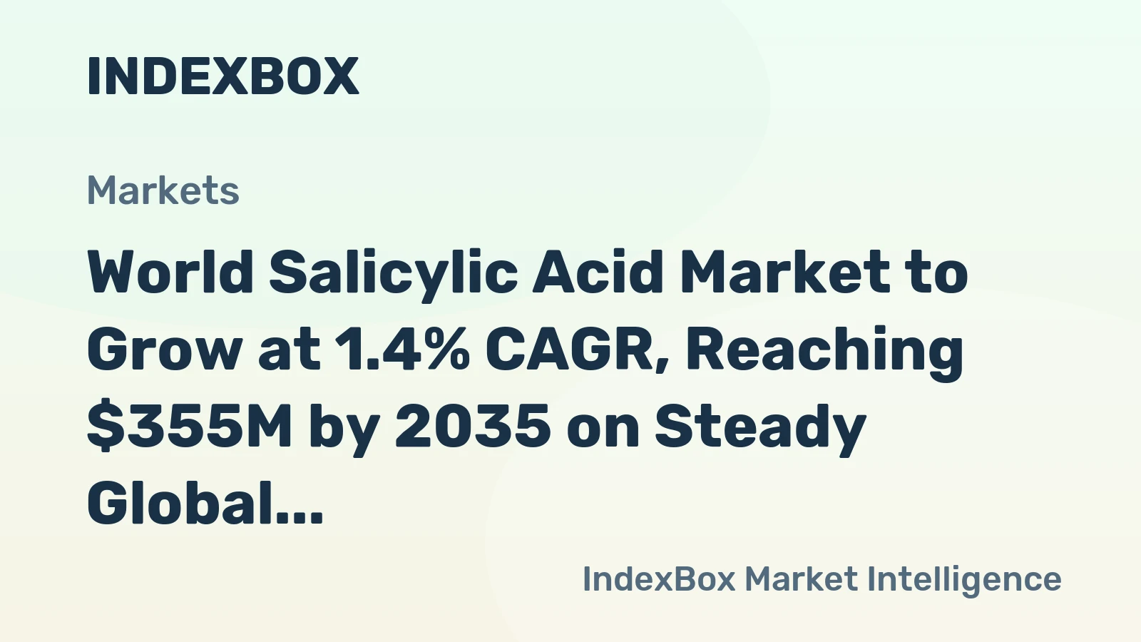 World Salicylic Acid Market to Grow at 1.4% CAGR, Reaching $355M by 2035 on Steady Global Demand
