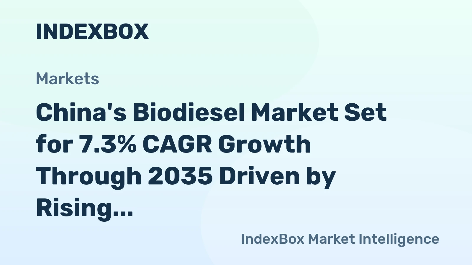 China's Biodiesel Market Set for 7.3% CAGR Growth Through 2035 Driven by Rising Domestic Demand
