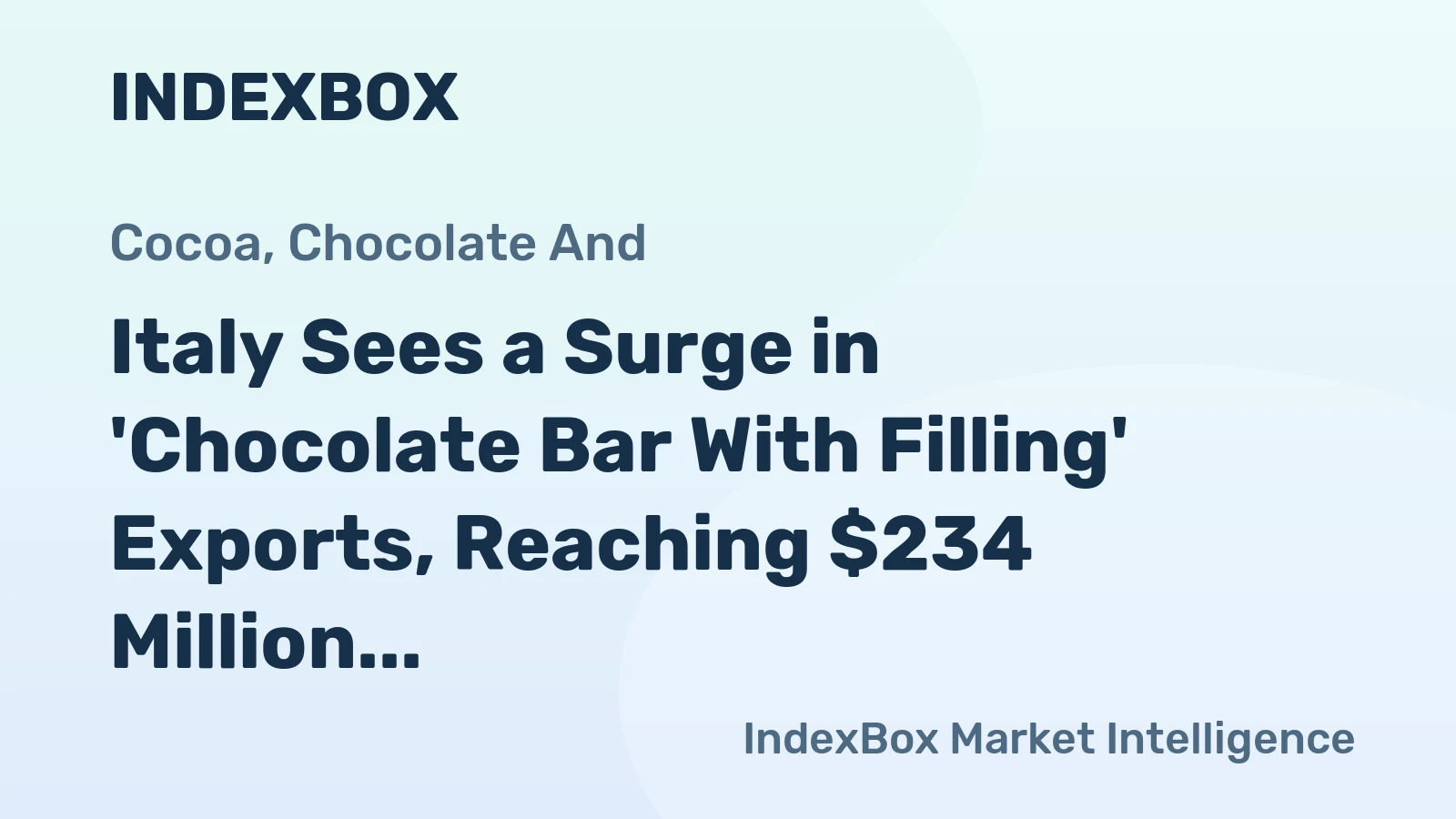 Italy Sees a Surge in 'Chocolate Bar With Filling' Exports, Reaching $234 Million in 2023