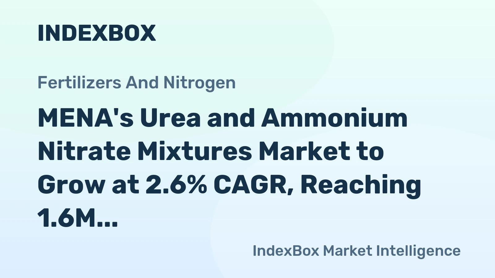 MENA's Urea and Ammonium Nitrate Mixtures Market to Grow at 2.6% CAGR, Reaching 1.6M Tons by 2035