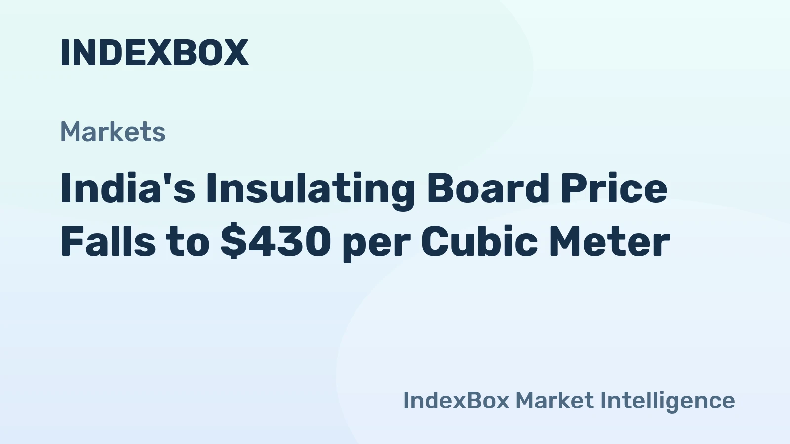 India's Insulating Board Price Falls to $430 per Cubic Meter