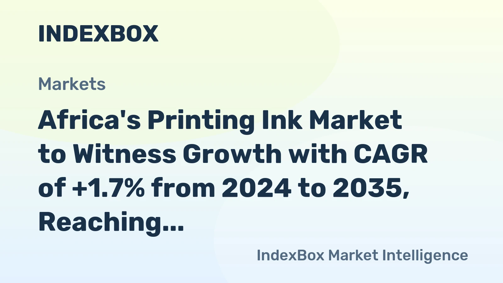 Africa's Printing Ink Market to Witness Growth with CAGR of +1.7% from 2024 to 2035, Reaching $3B by 2035