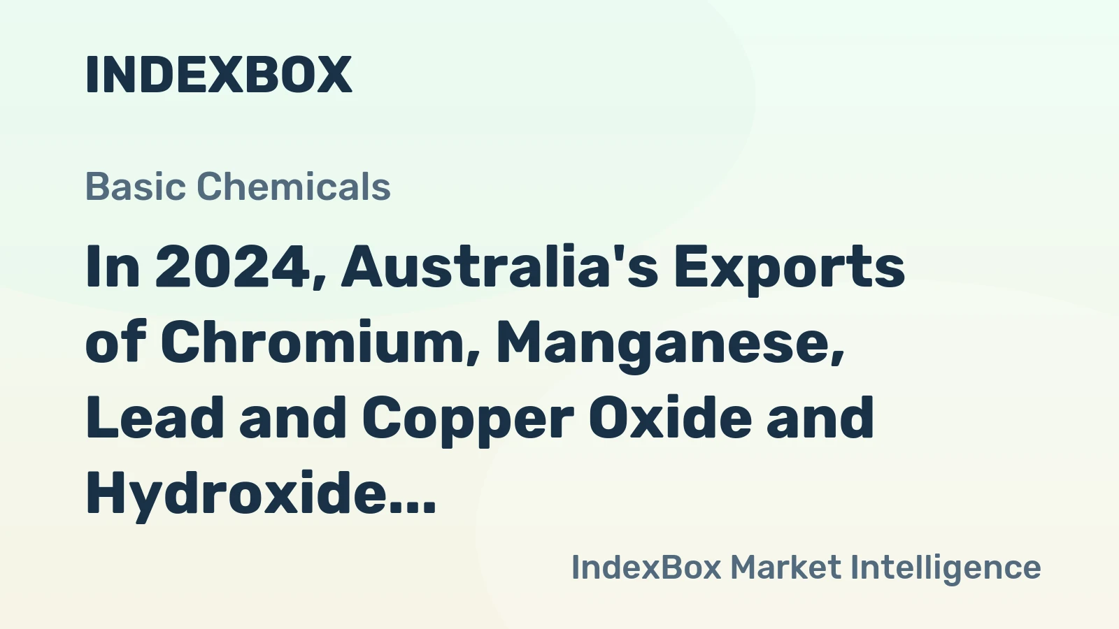 In 2024, Australia's Exports of Chromium, Manganese, Lead and Copper Oxide and Hydroxide Plummet to $50 Million.