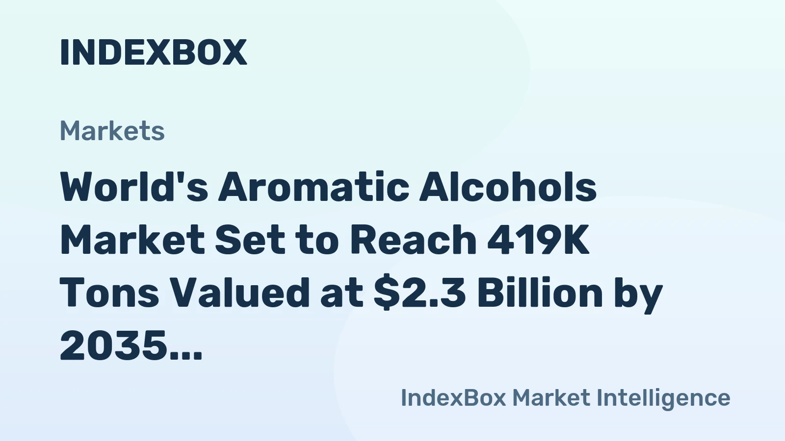 World's Aromatic Alcohols Market Set to Reach 419K Tons Valued at $2.3 Billion by 2035