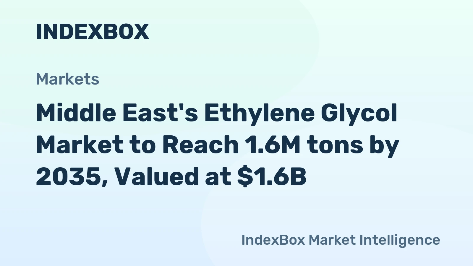 Middle East's Ethylene Glycol Market to Reach 1.6M tons by 2035, Valued at $1.6B