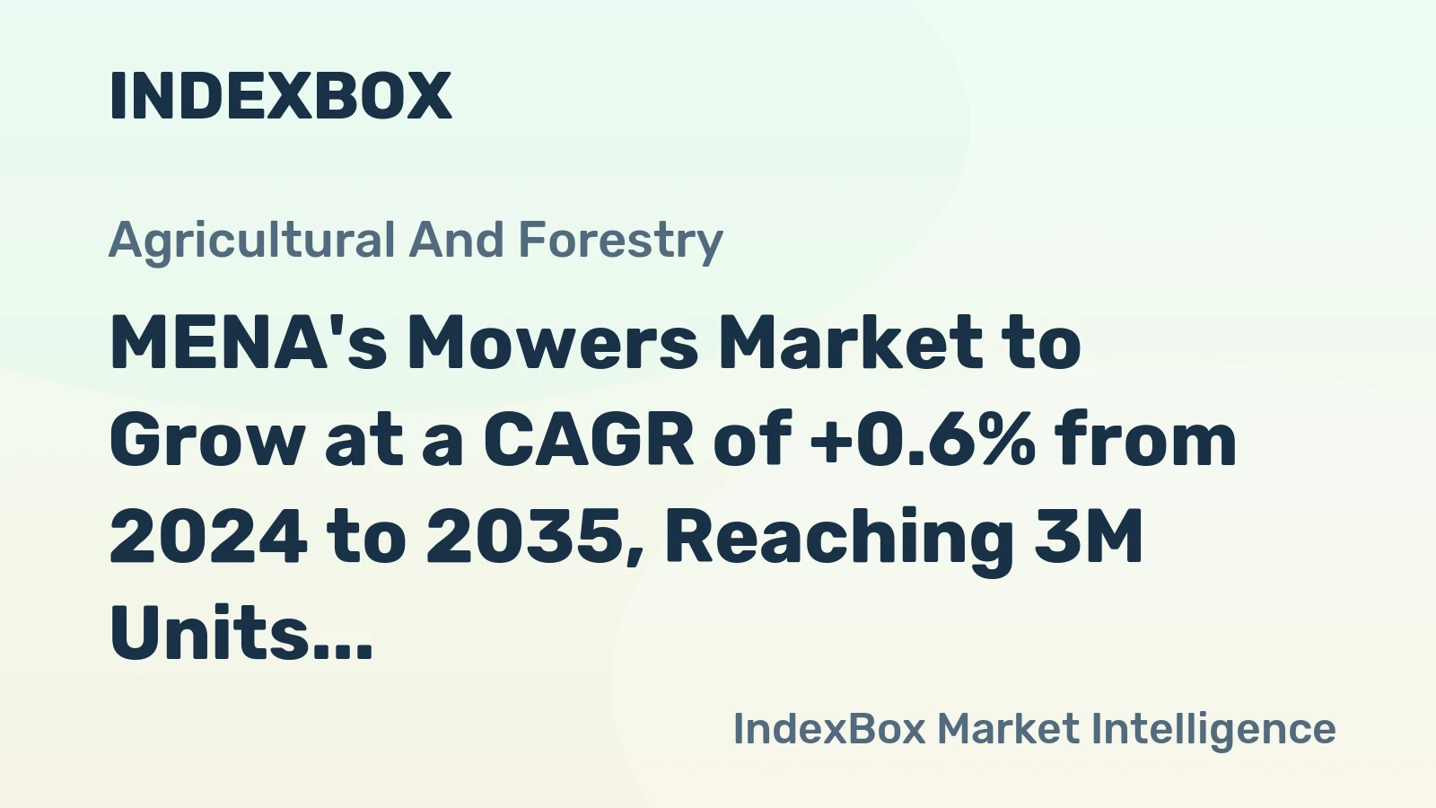 MENA's Mowers Market to Grow at a CAGR of +0.6% from 2024 to 2035, Reaching 3M Units