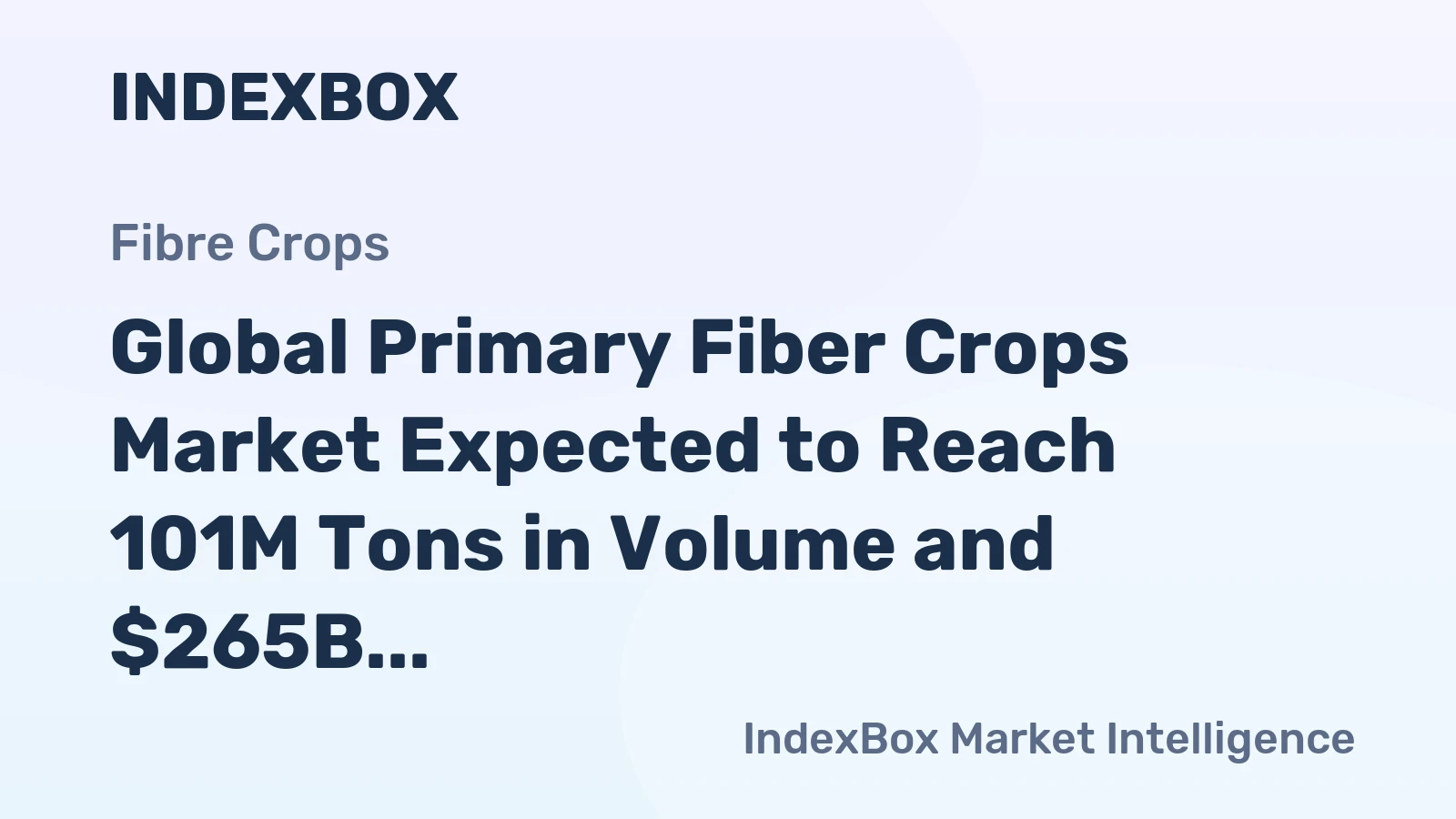 Global Primary Fiber Crops Market Expected to Reach 101M Tons in Volume and $265B in Value by 2035