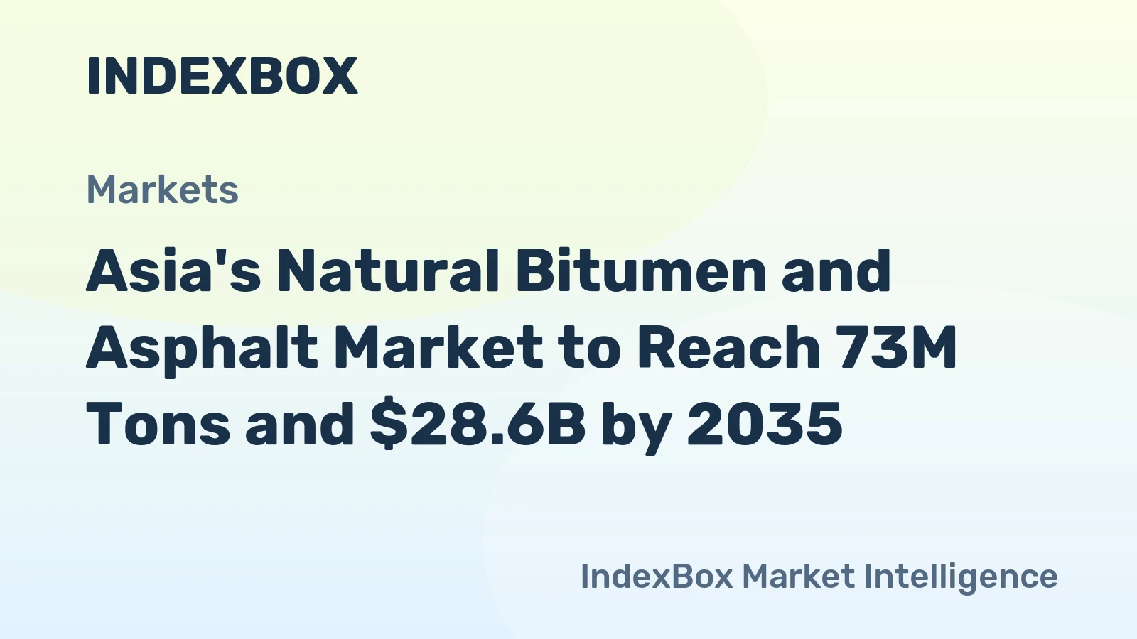 Asia's Natural Bitumen and Asphalt Market to Reach 73M Tons and $28.6B by 2035