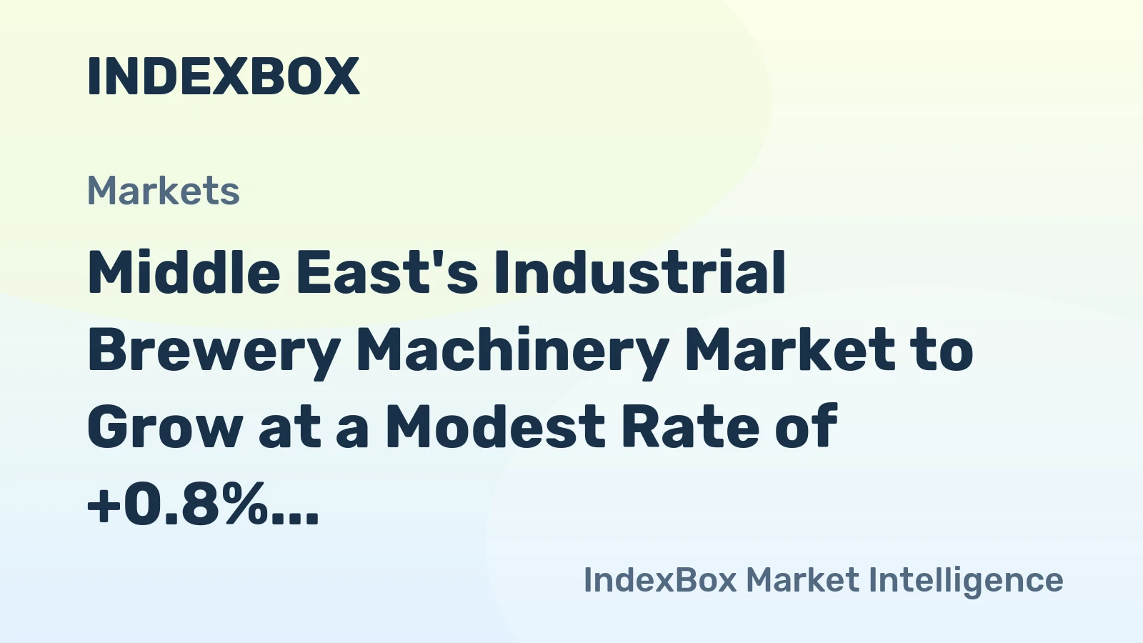Middle East's Industrial Brewery Machinery Market to Grow at a Modest Rate of +0.8% CAGR, Reaching $498M by 2035