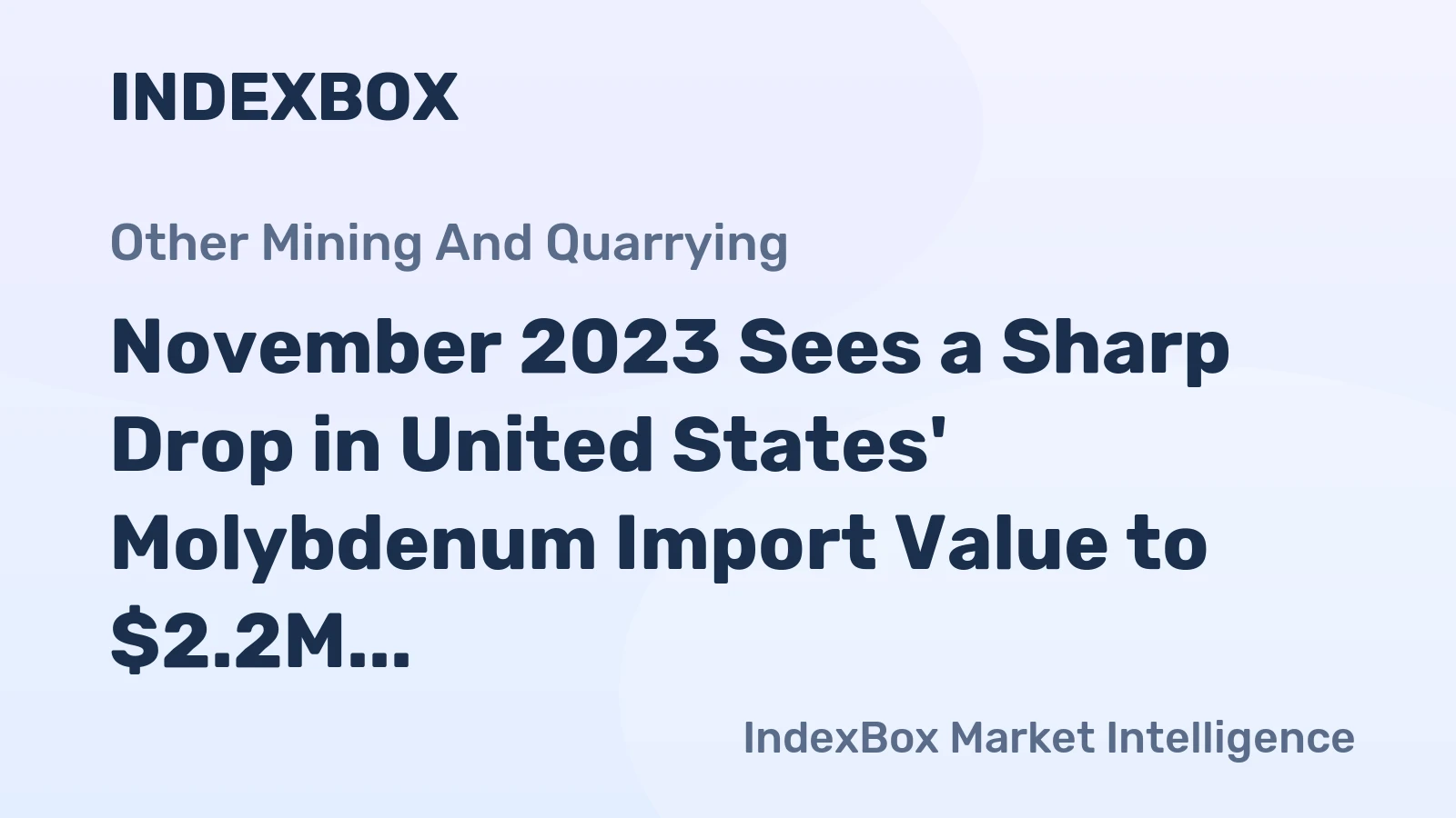 November 2023 Sees a Sharp Drop in United States' Molybdenum Import Value to $2.2M
