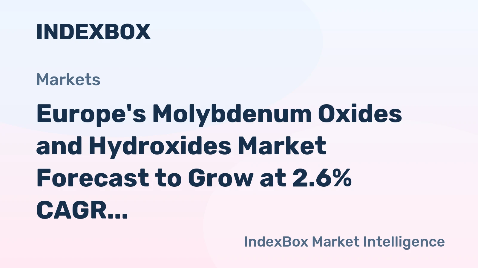 Europe's Molybdenum Oxides and Hydroxides Market Forecast to Grow at 2.6% CAGR Through 2035