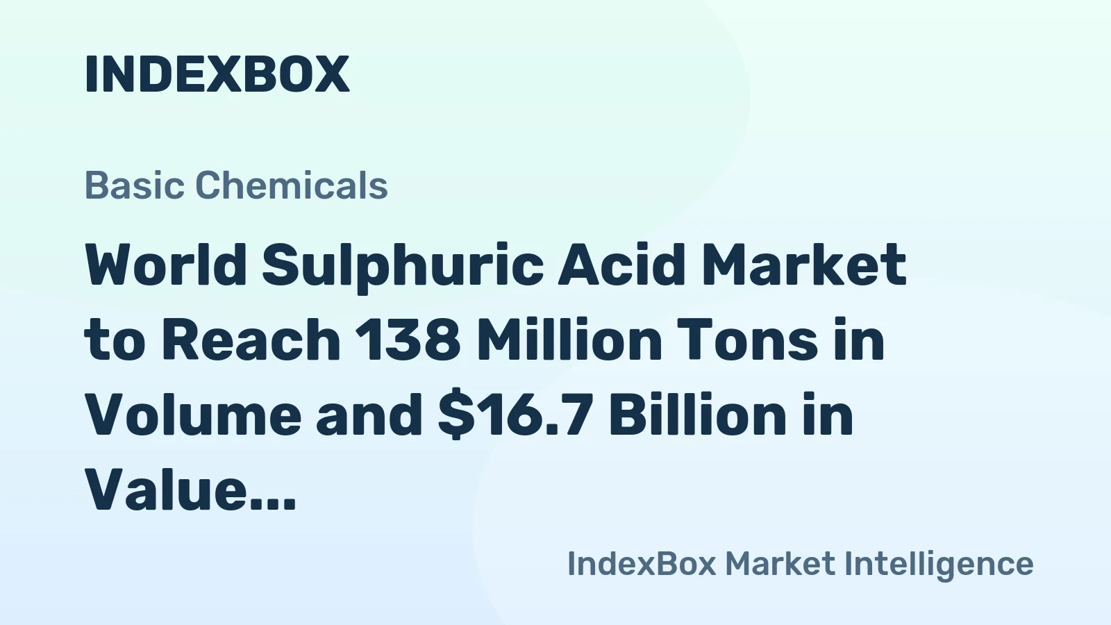 World Sulphuric Acid Market to Reach 138 Million Tons in Volume and $16.7 Billion in Value by 2035