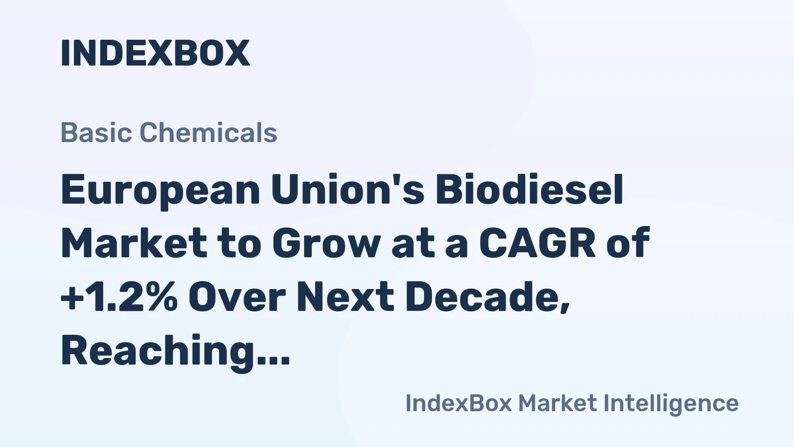 European Union's Biodiesel Market to Grow at a CAGR of +1.2% Over Next Decade, Reaching $27B by 2035
