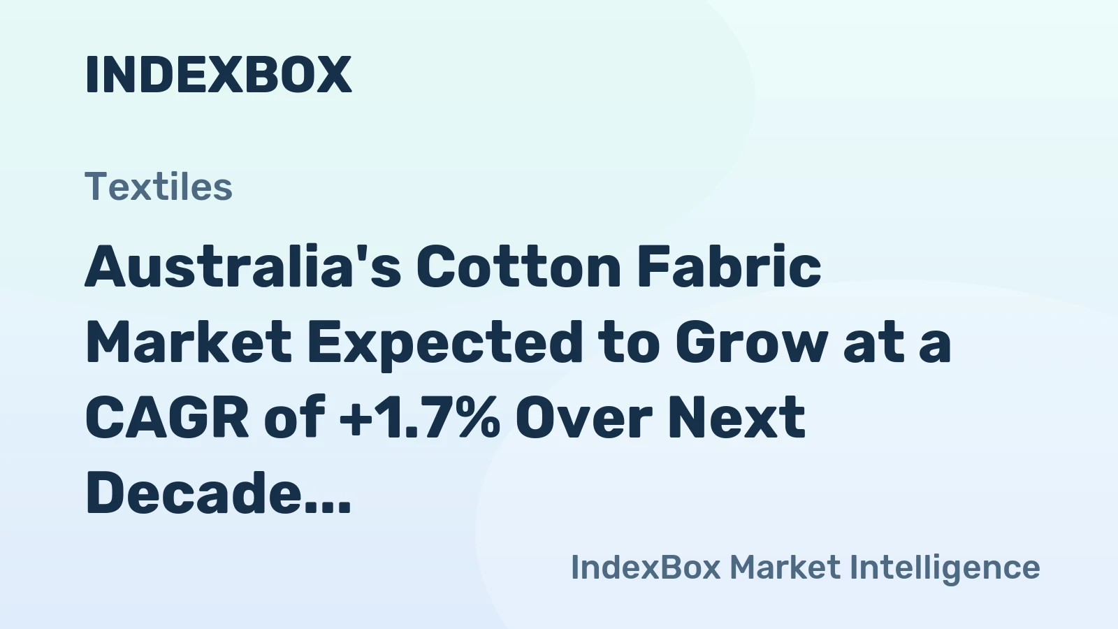 Australia's Cotton Fabric Market Expected to Grow at a CAGR of +1.7% Over Next Decade