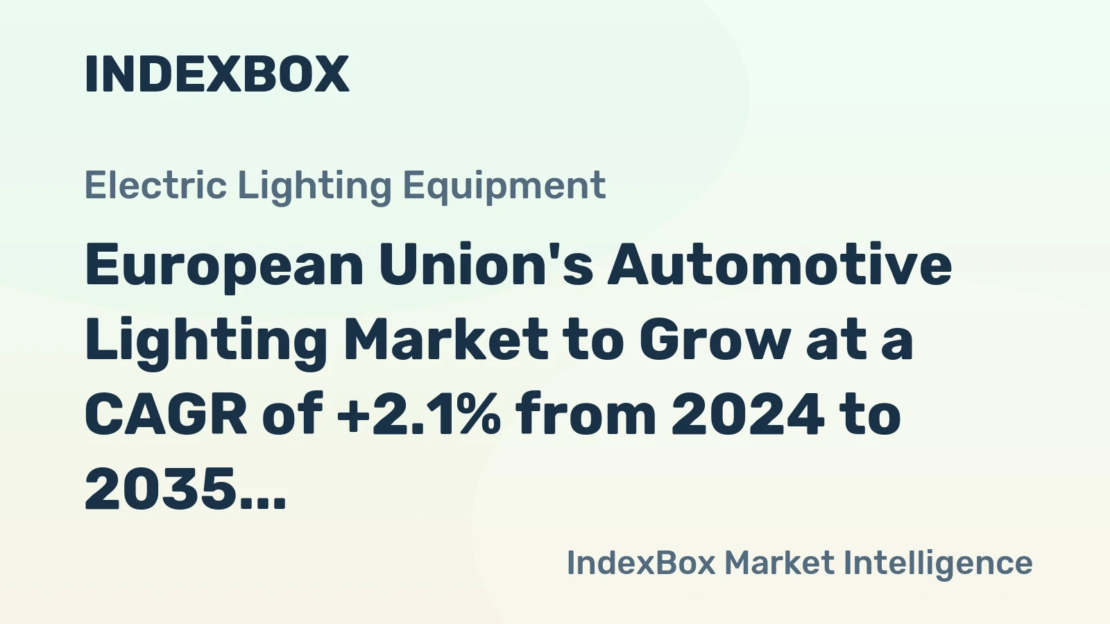 European Union's Automotive Lighting Market to Grow at a CAGR of +2.1% from 2024 to 2035, Reaching $15.6B by End of Period