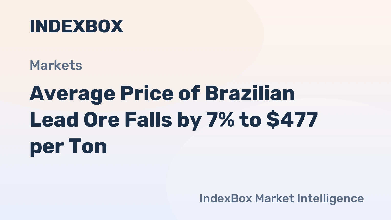 Average Price of Brazilian Lead Ore Falls by 7% to $477 per Ton