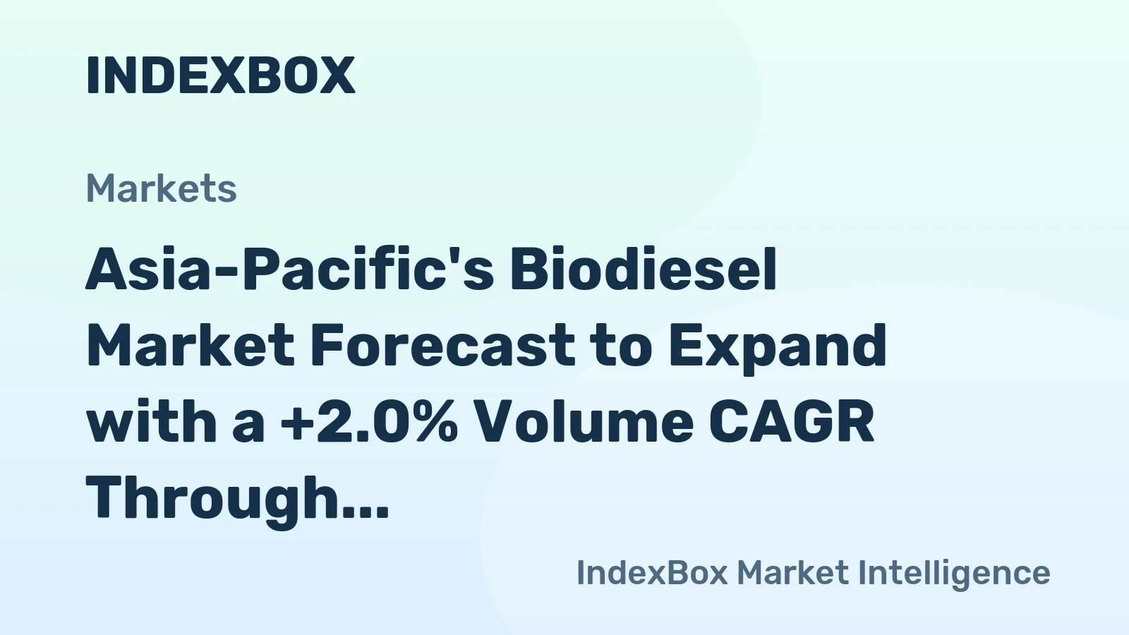 Asia-Pacific's Biodiesel Market Forecast to Expand with a +2.0% Volume CAGR Through 2035