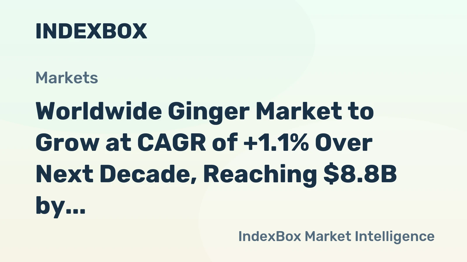 Worldwide Ginger Market to Grow at CAGR of +1.1% Over Next Decade, Reaching $8.8B by 2035