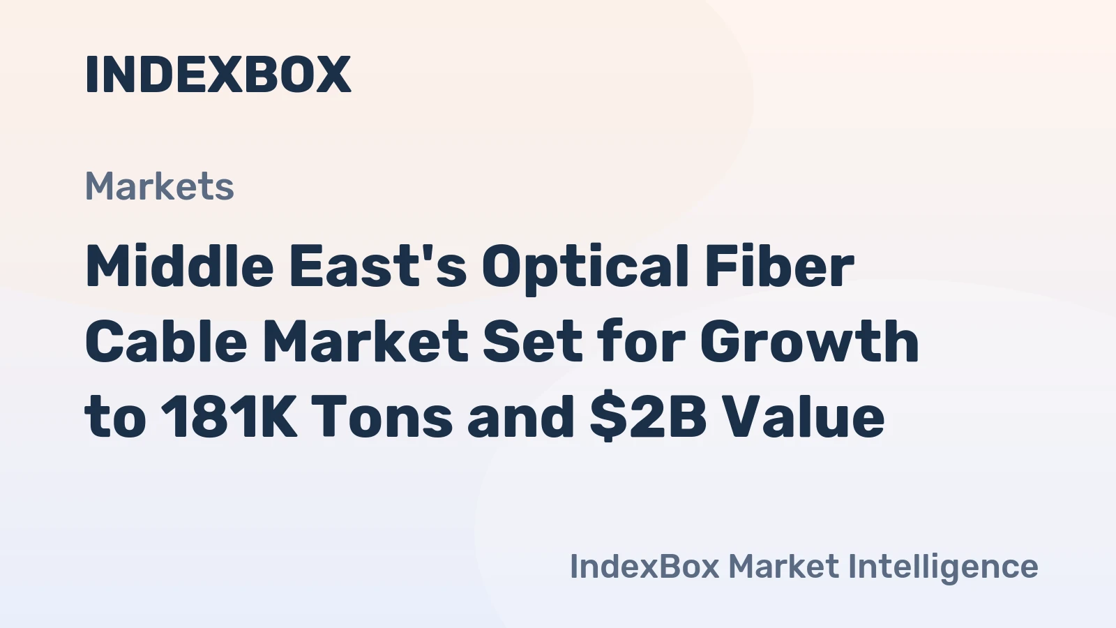 Middle East's Optical Fiber Cable Market Set for Growth to 181K Tons and $2B Value
