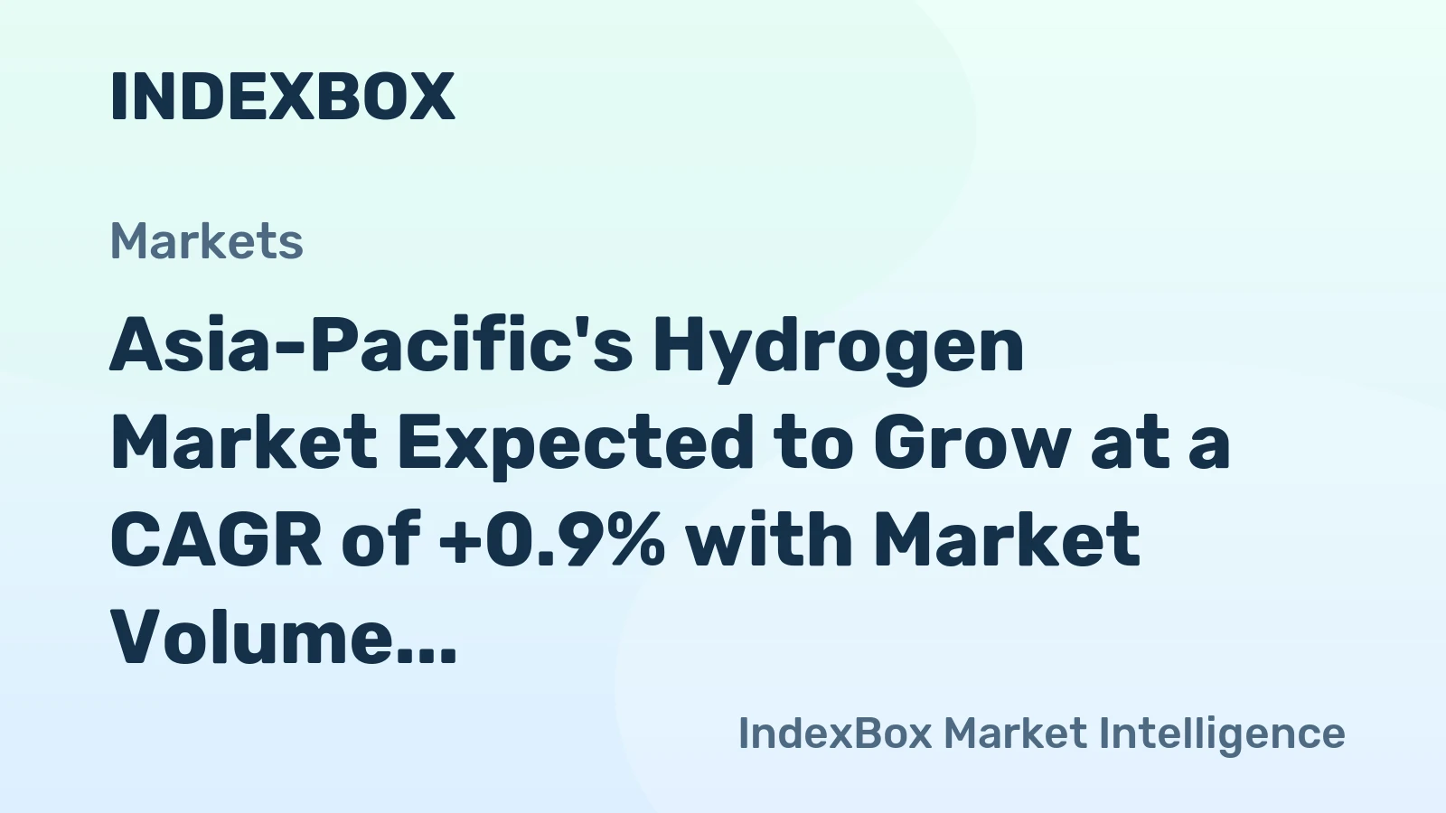 Asia-Pacific's Hydrogen Market Expected to Grow at a CAGR of +0.9% with Market Volume Reaching 6.3B Cubic Meters by 2035